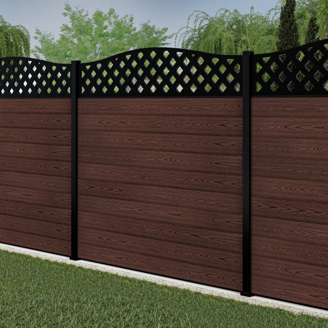 Lattice Privacy Fence Styles LuxeLine® 6ft Curve Top Lattice Walnut