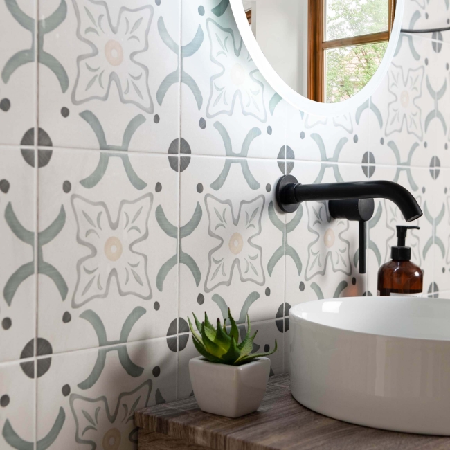 Flower Pattern Tile Floor Wiltshire Frosted Floral Tiles | Flooring
