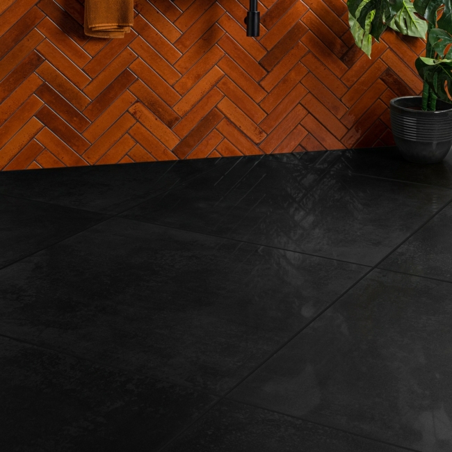 Polished Black Floor Tiles