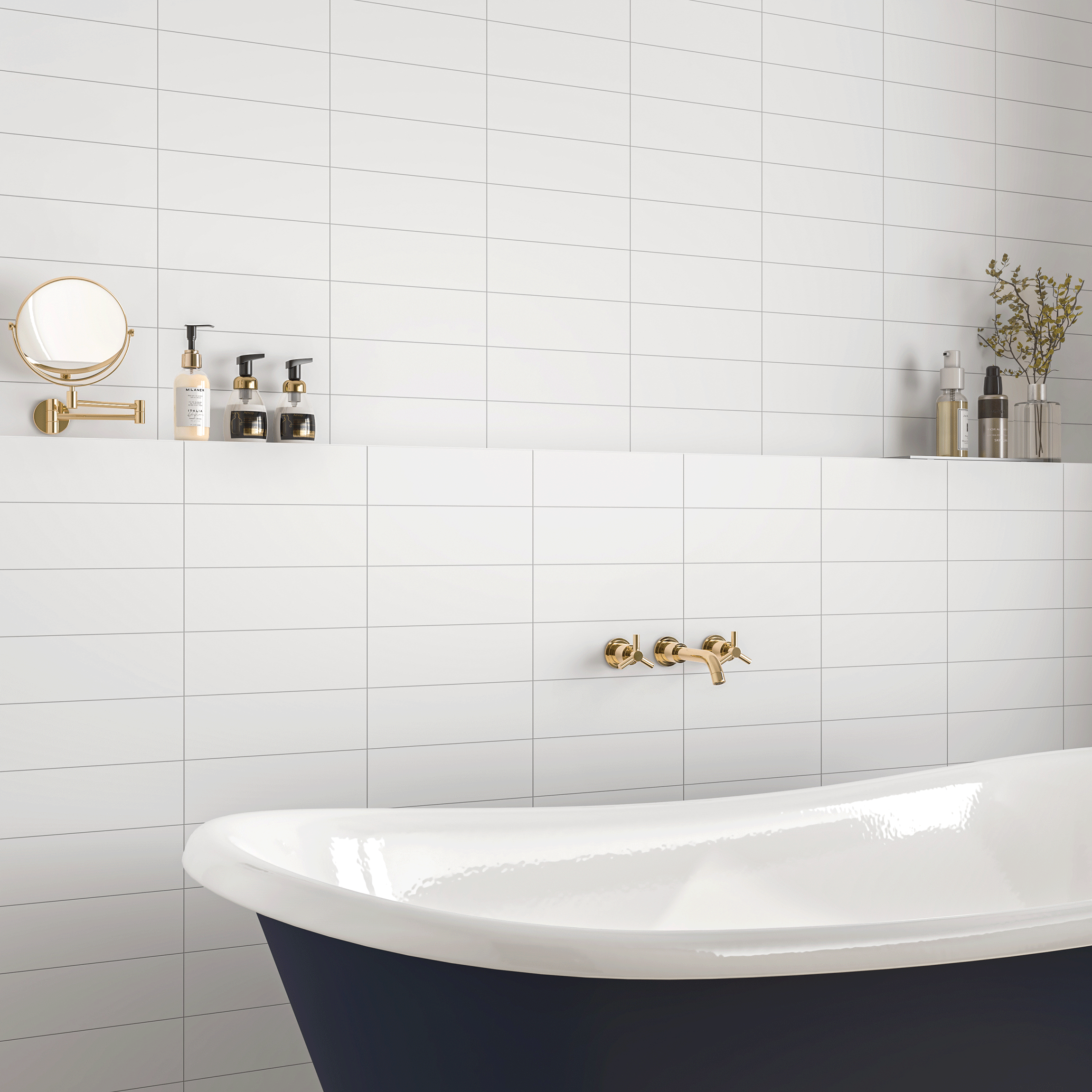 Linear White Matt Brick Wall Tile | Walls and Floors