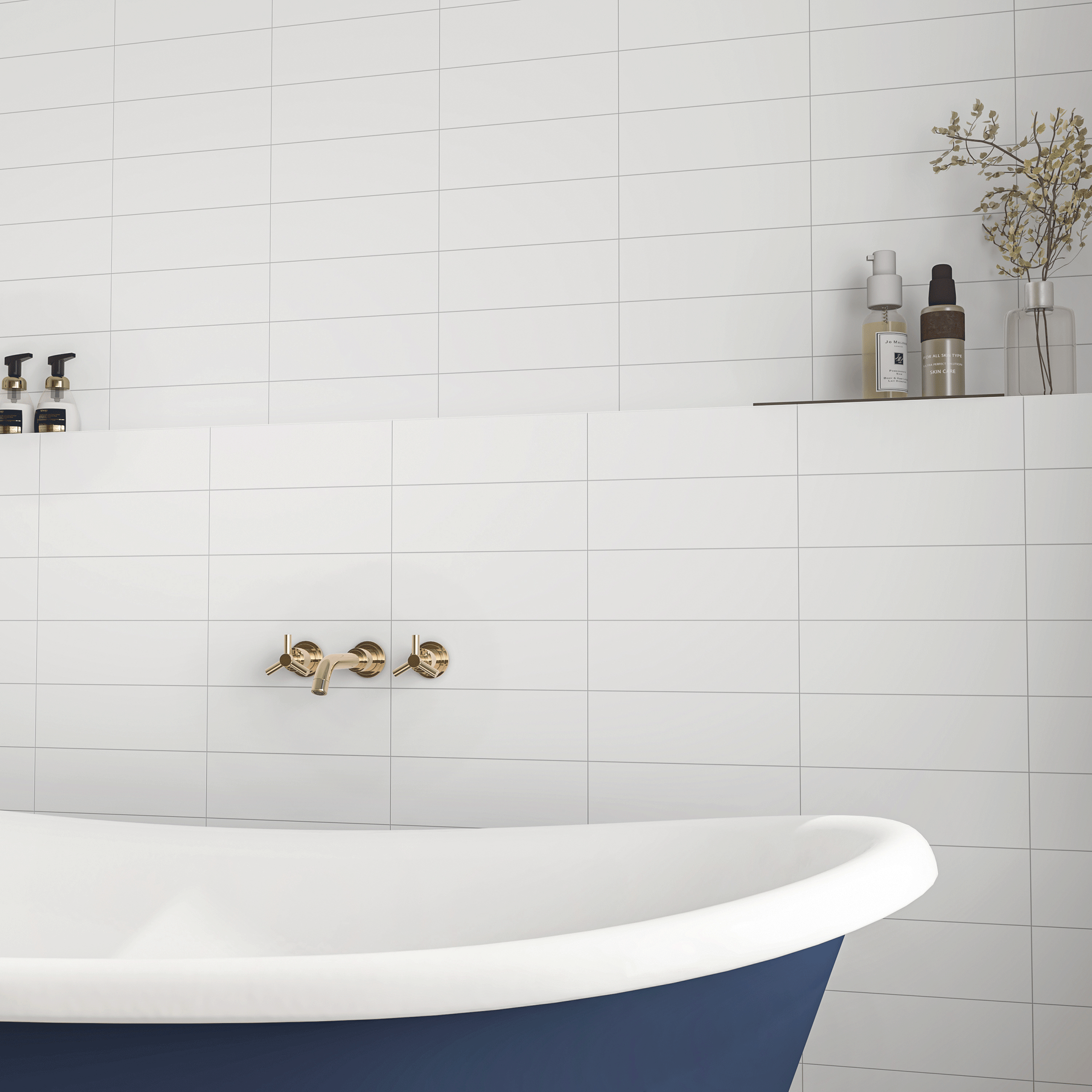 Linear White Matt Brick Wall Tile | Walls and Floors