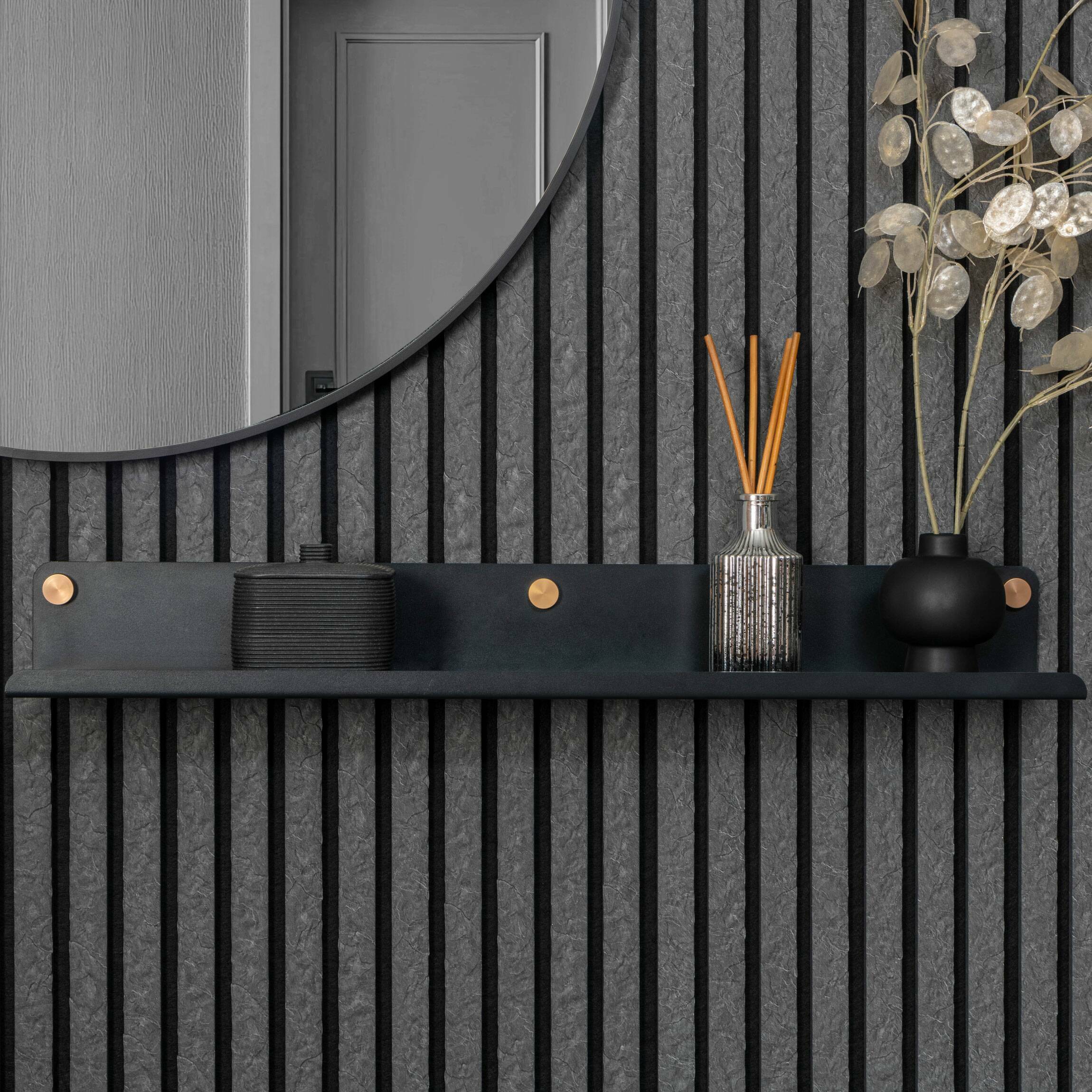 Trepanel Customise Black Shelf 759mm with Brass Screws