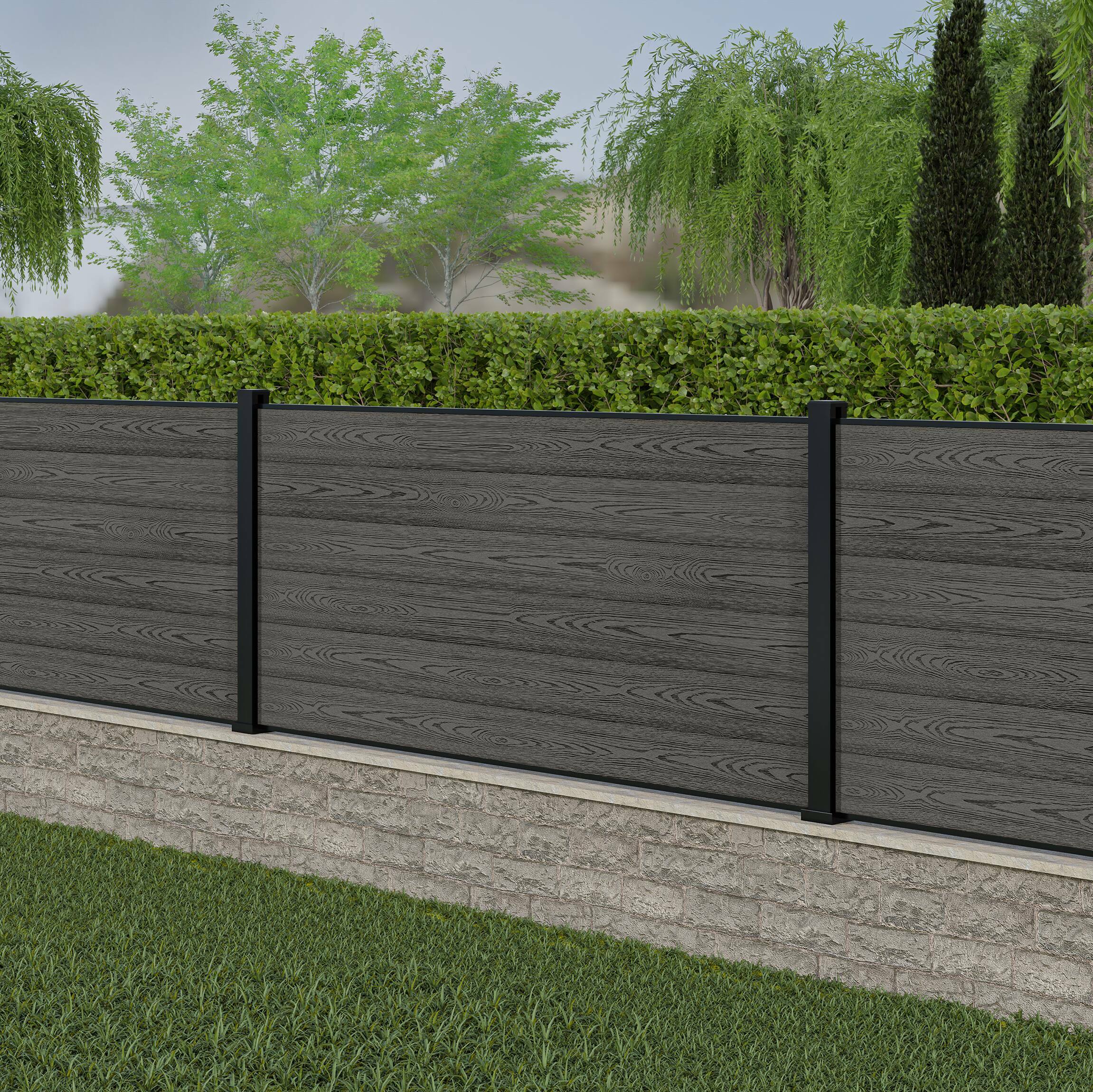 Composite Fence Panel 3ft Light Grey with Rail & Post - Luxeline ...