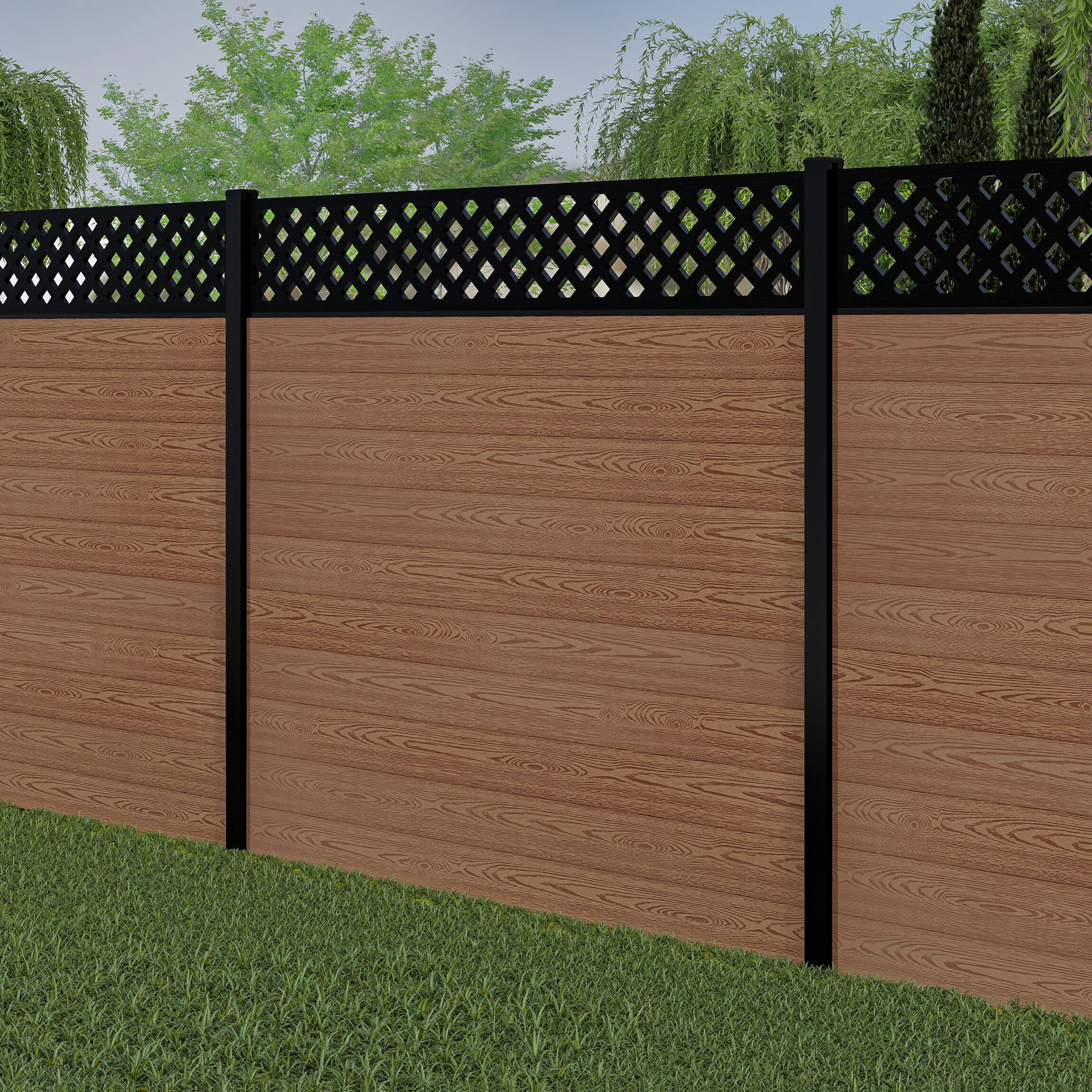 LuxeLine® 6ft Teak Lattice Composite Decorative Fence Panel & Post ...