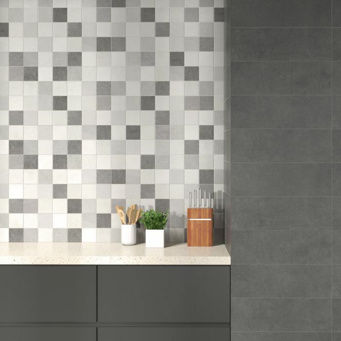 Uptown RLV Cold Light Grey Concrete Effect Ceramic Tiles | Walls and Floors