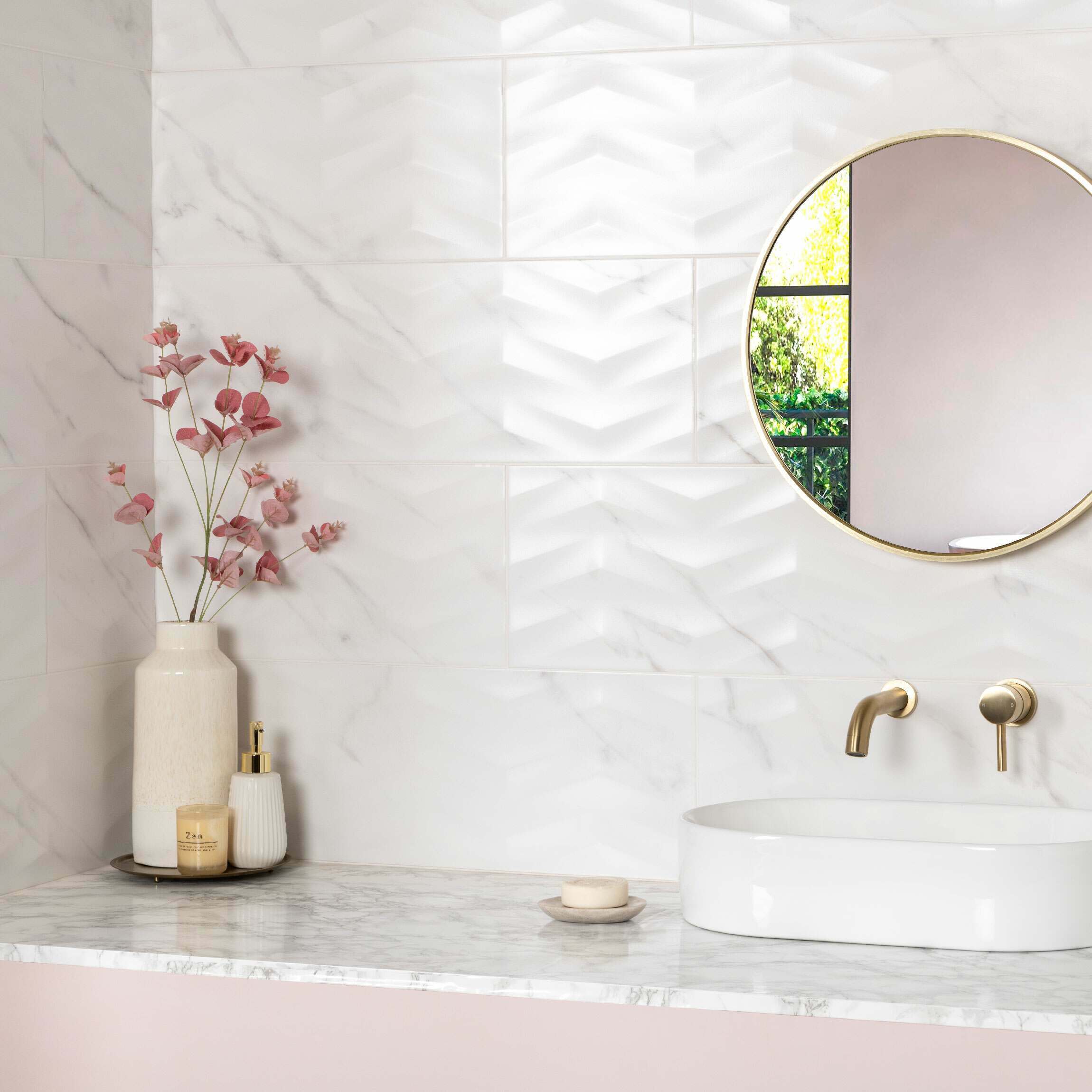 Ambience Wavy Marble Effect Ceramic Tile | Walls and Floors