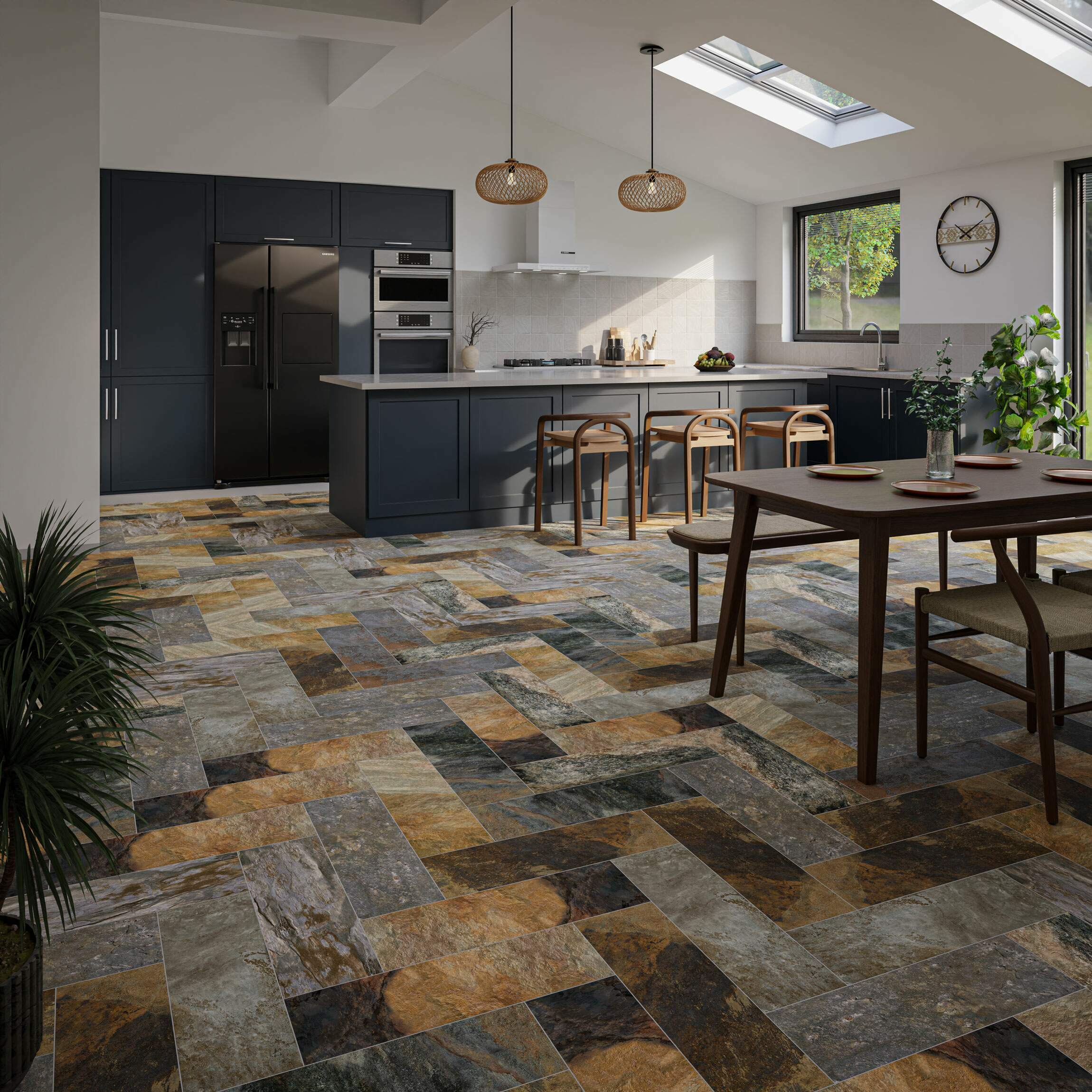 Ashen Multicolour Matt Slate Effect Tiles | Walls and Floors