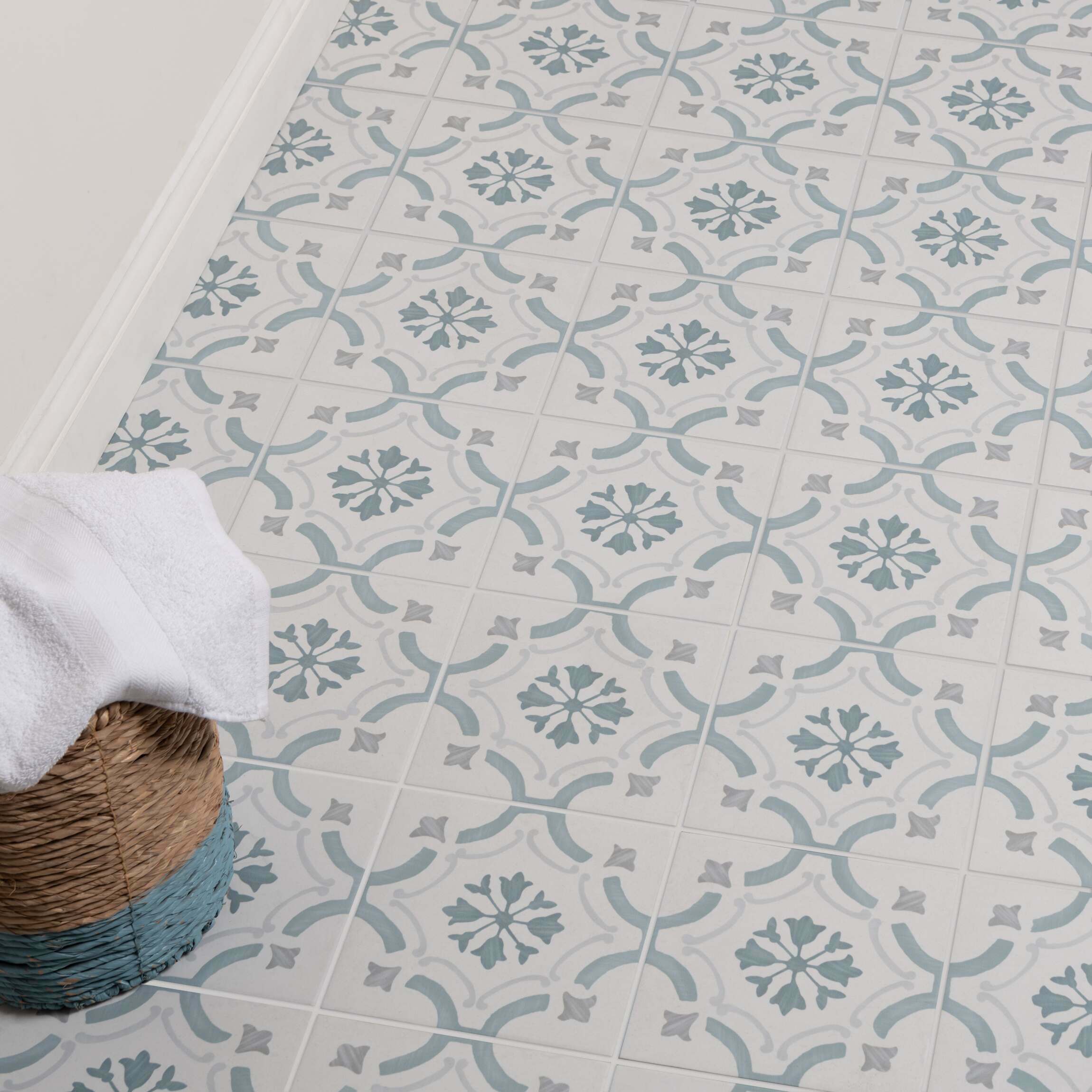 Blossom Ornate Blue Matt Pattern Wall and Floor Tiles | Walls and Floors