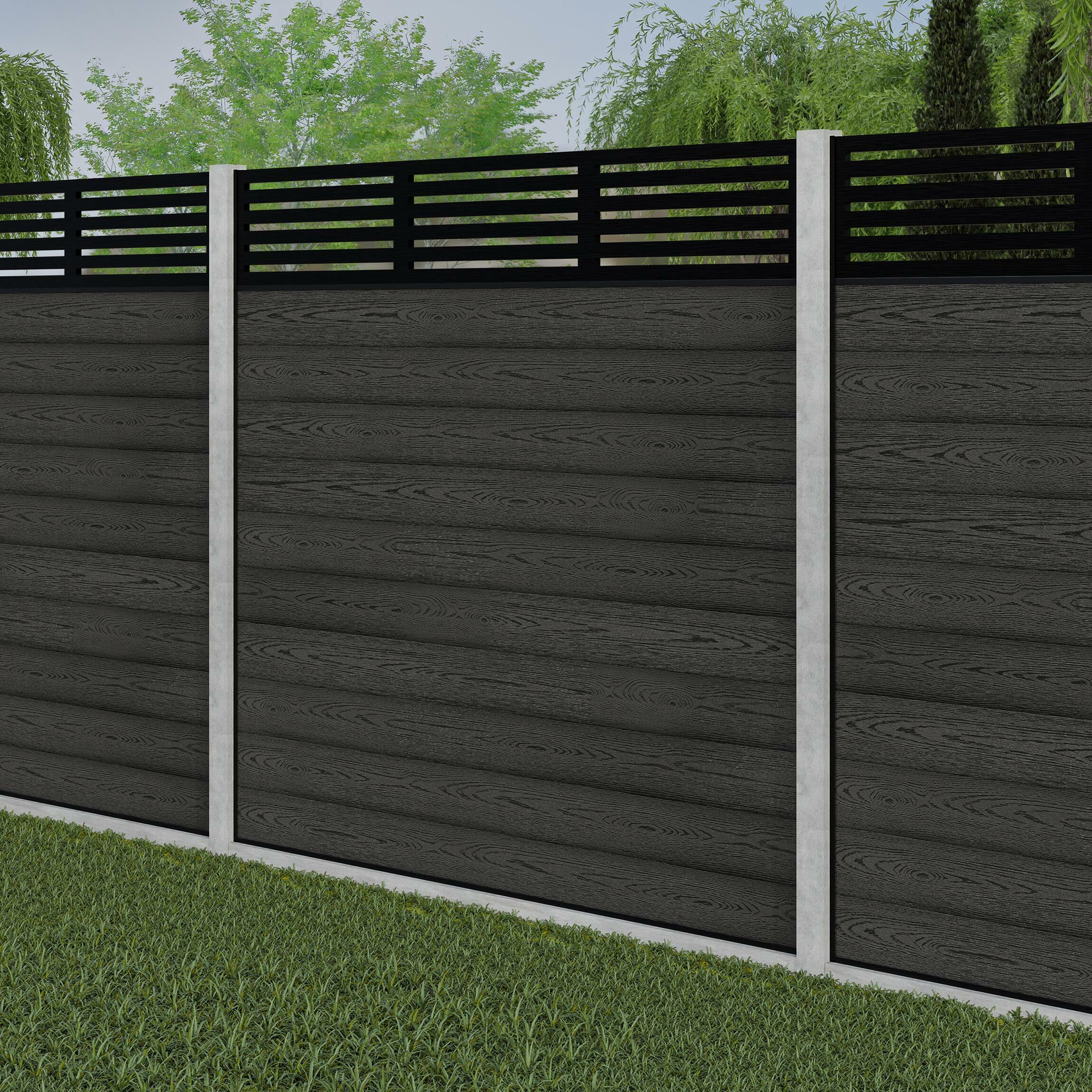 Composite Fence Panel Straight Top Dark Grey Slat - Luxeline | Walls ...