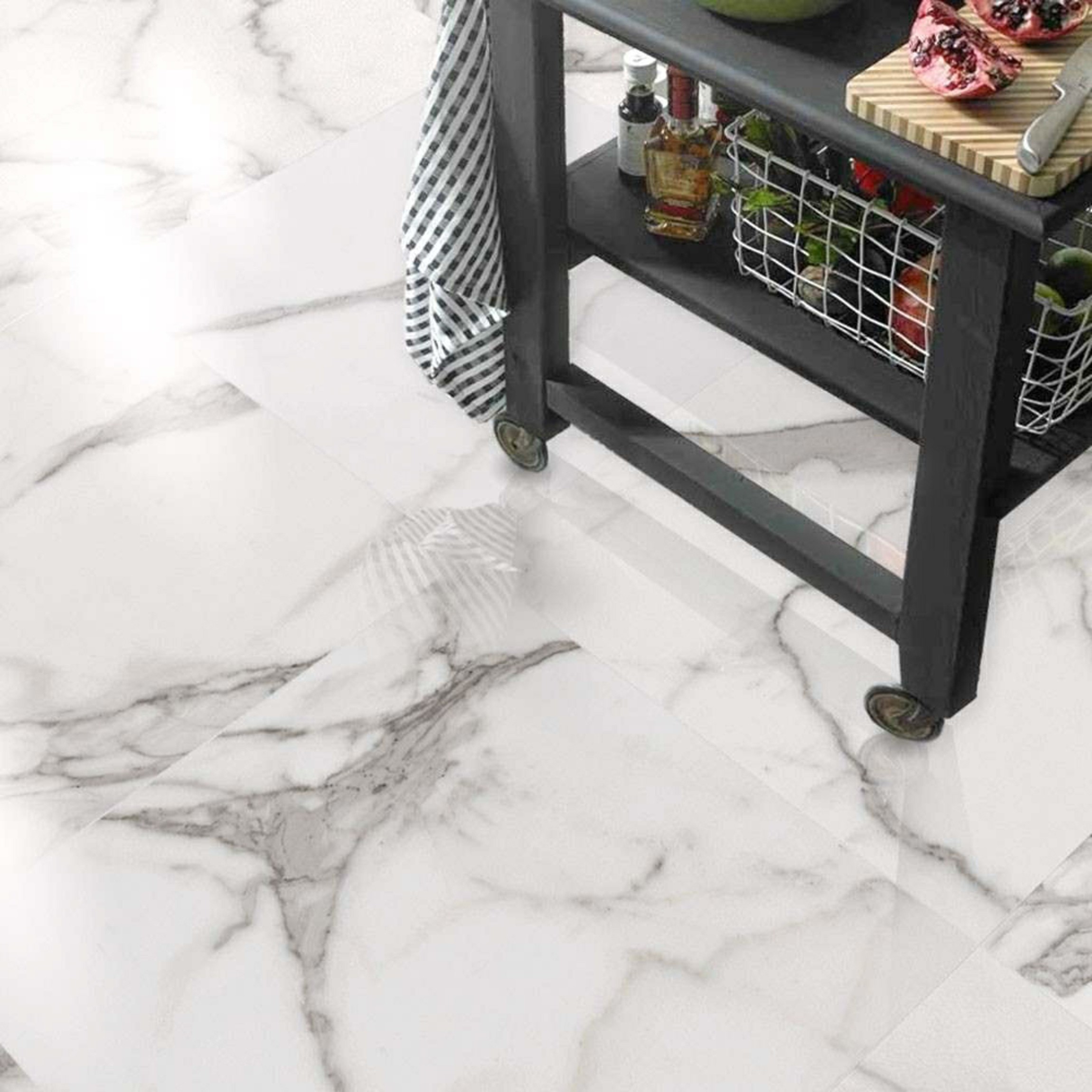 Cappella White Gloss Marble Effect 600x600 Tiles | Walls & Floors