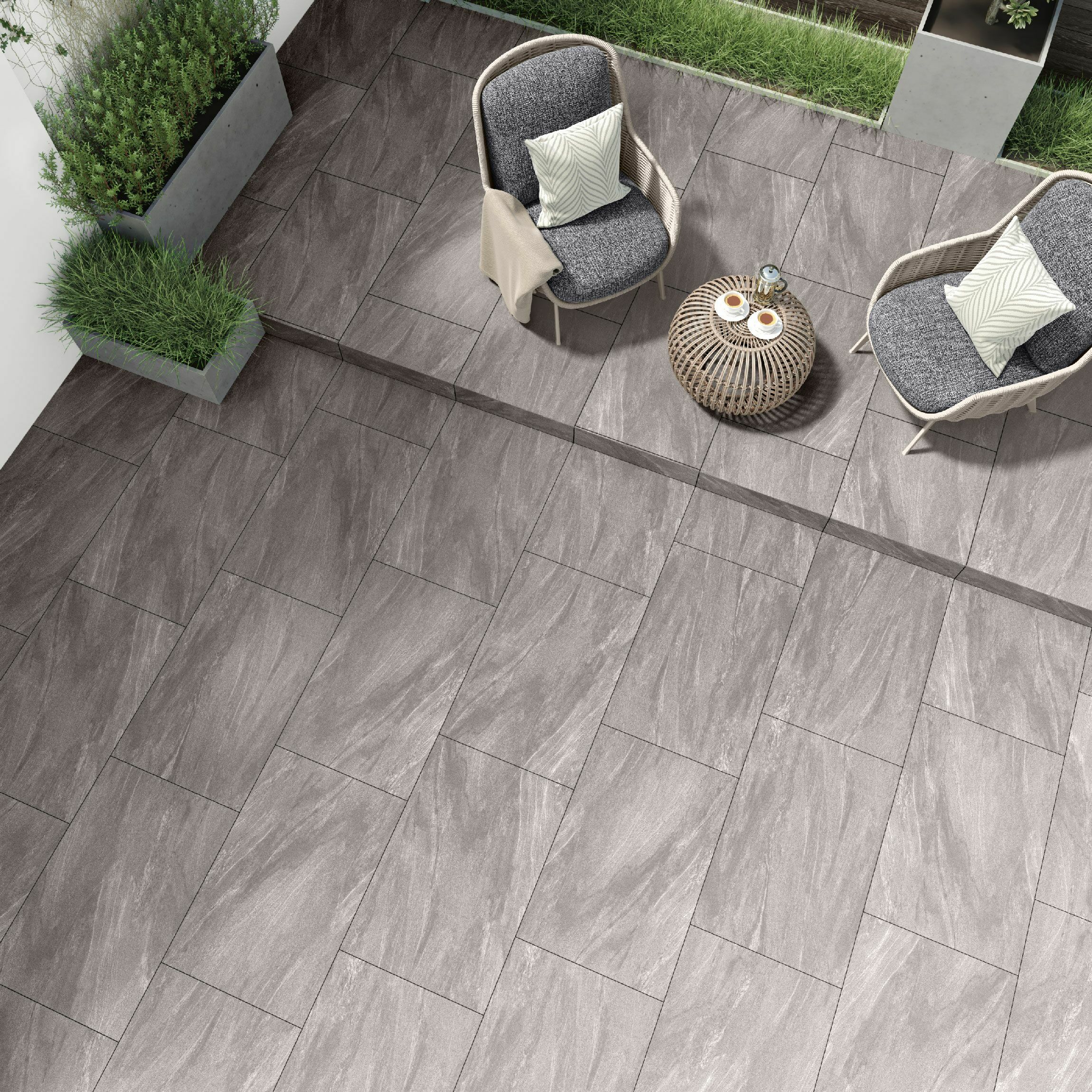 Country Silver Outdoor Porcelain 60x90 Slabs | Walls and Floors