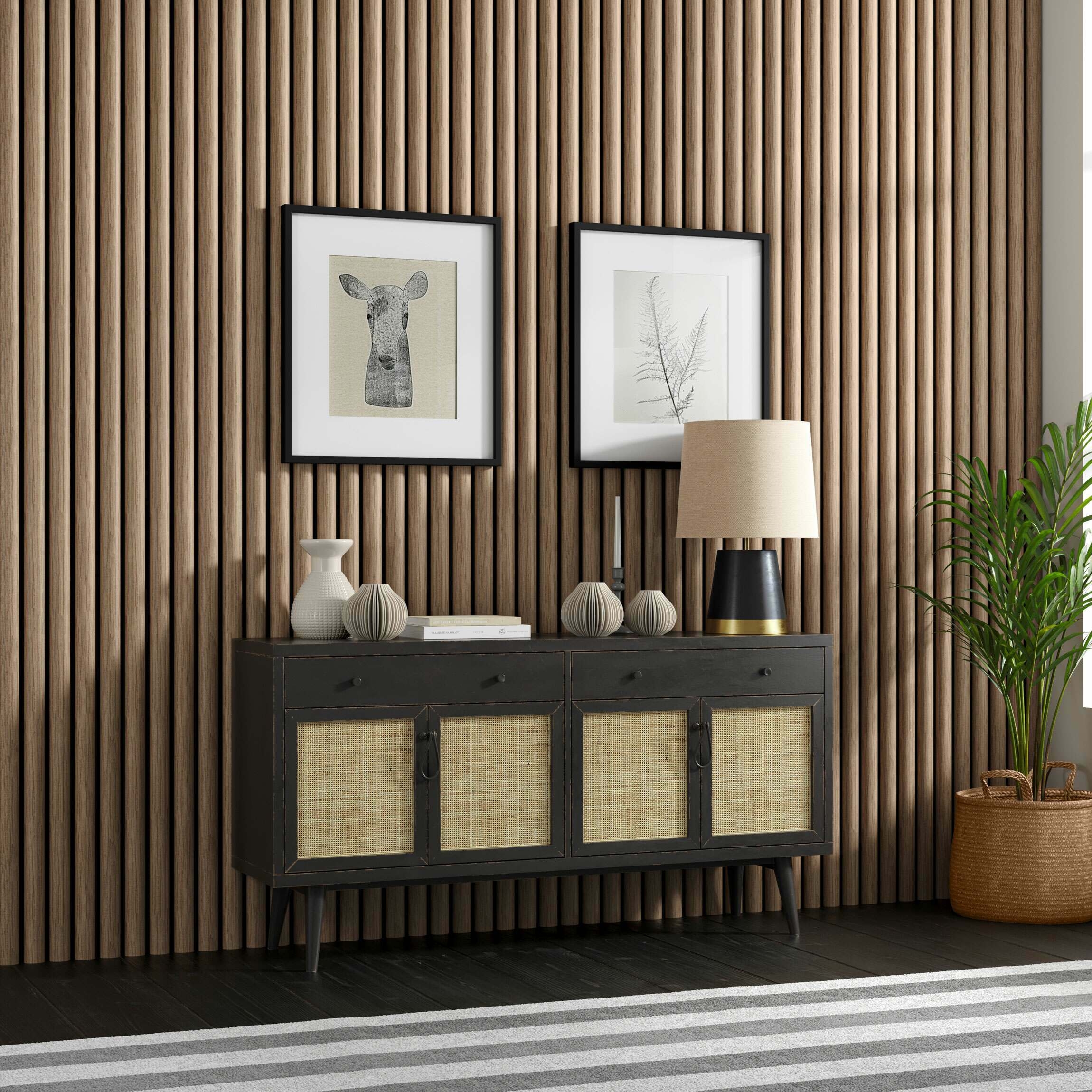 Trepanel Design® Curve Smoked Oak Acoustic Wood Slat Wall Panels ...