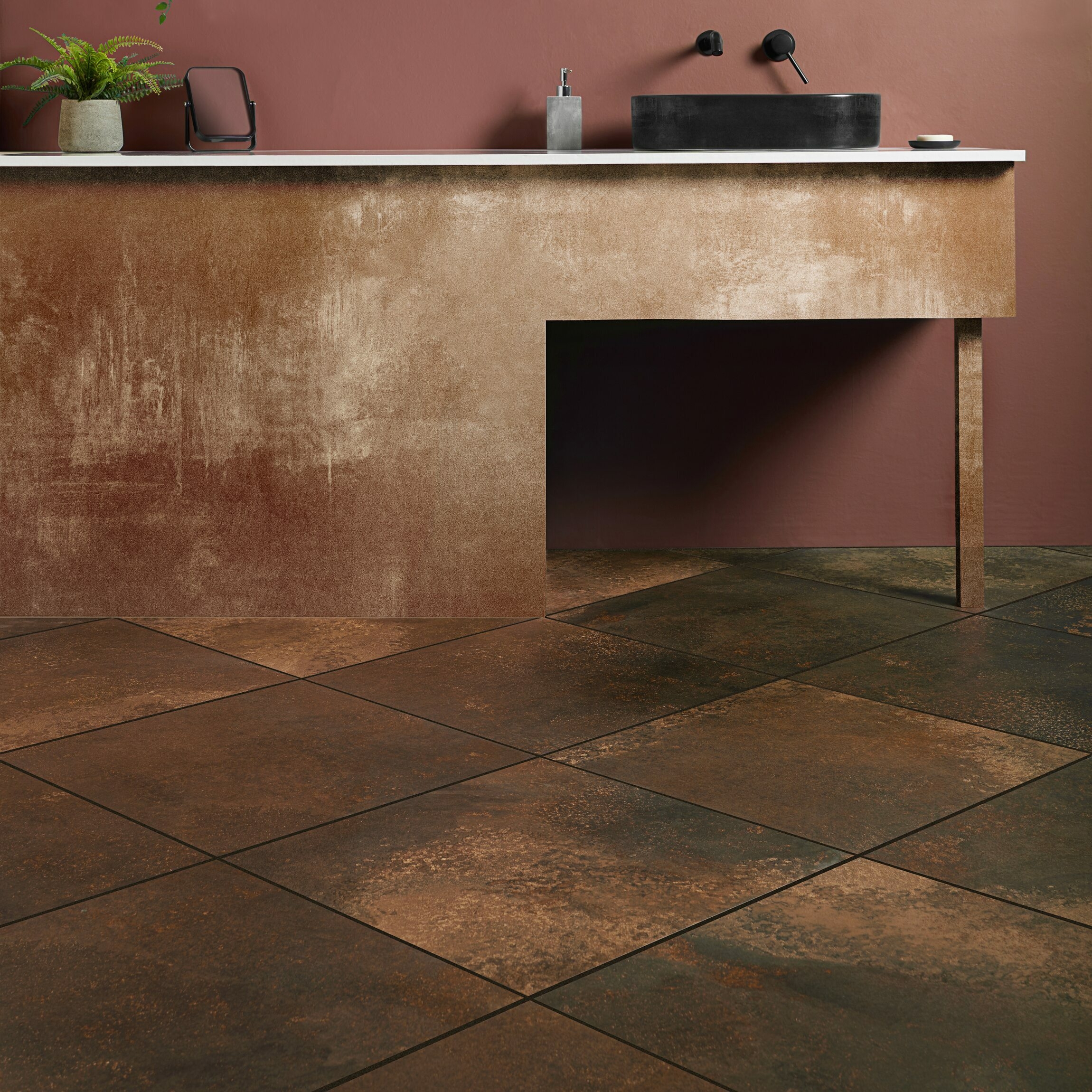Yuri® Rust 90% Recycled 583x583 Tiles | Walls and Floors