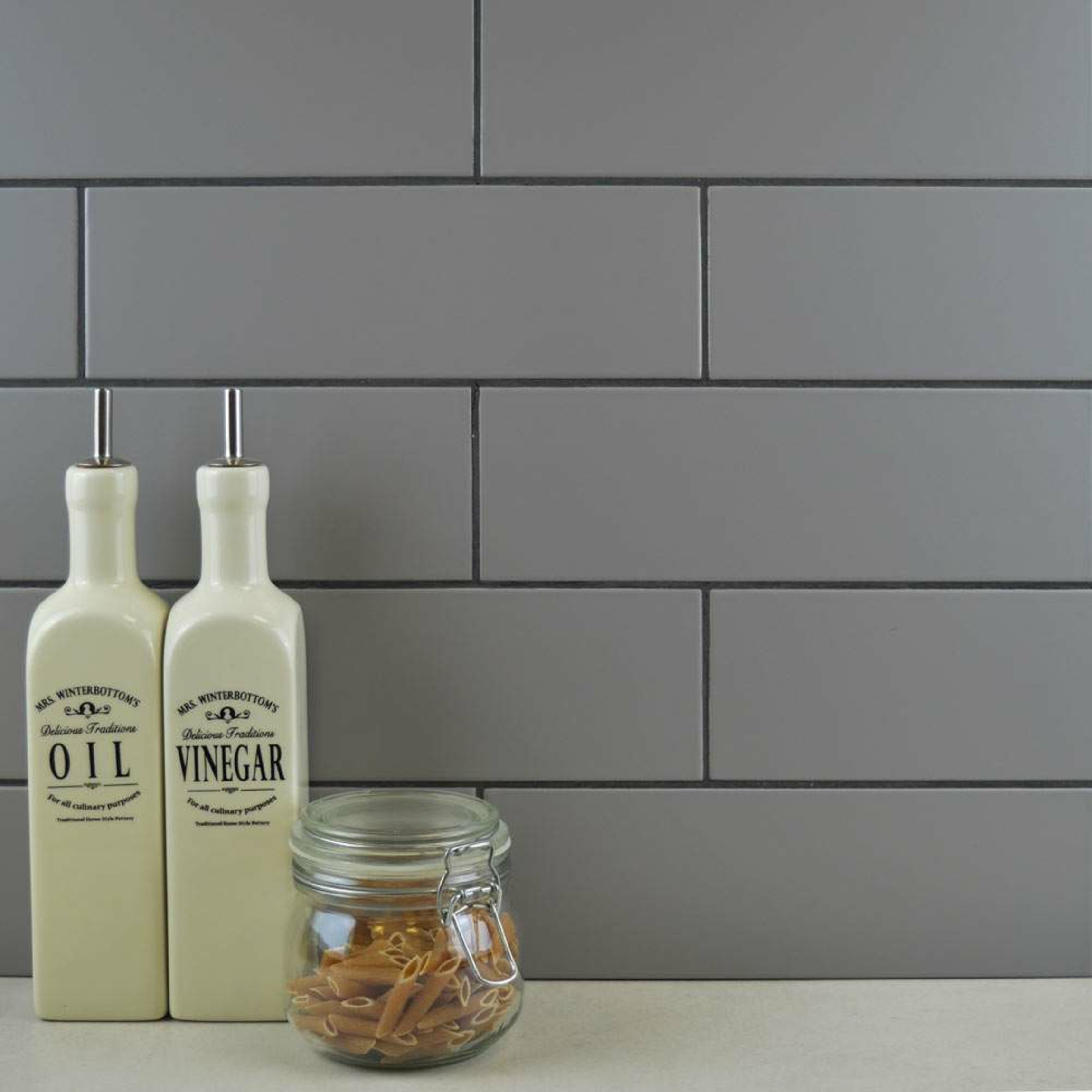 Linear Grey Matt Brick Wall Tile | Walls and Floors