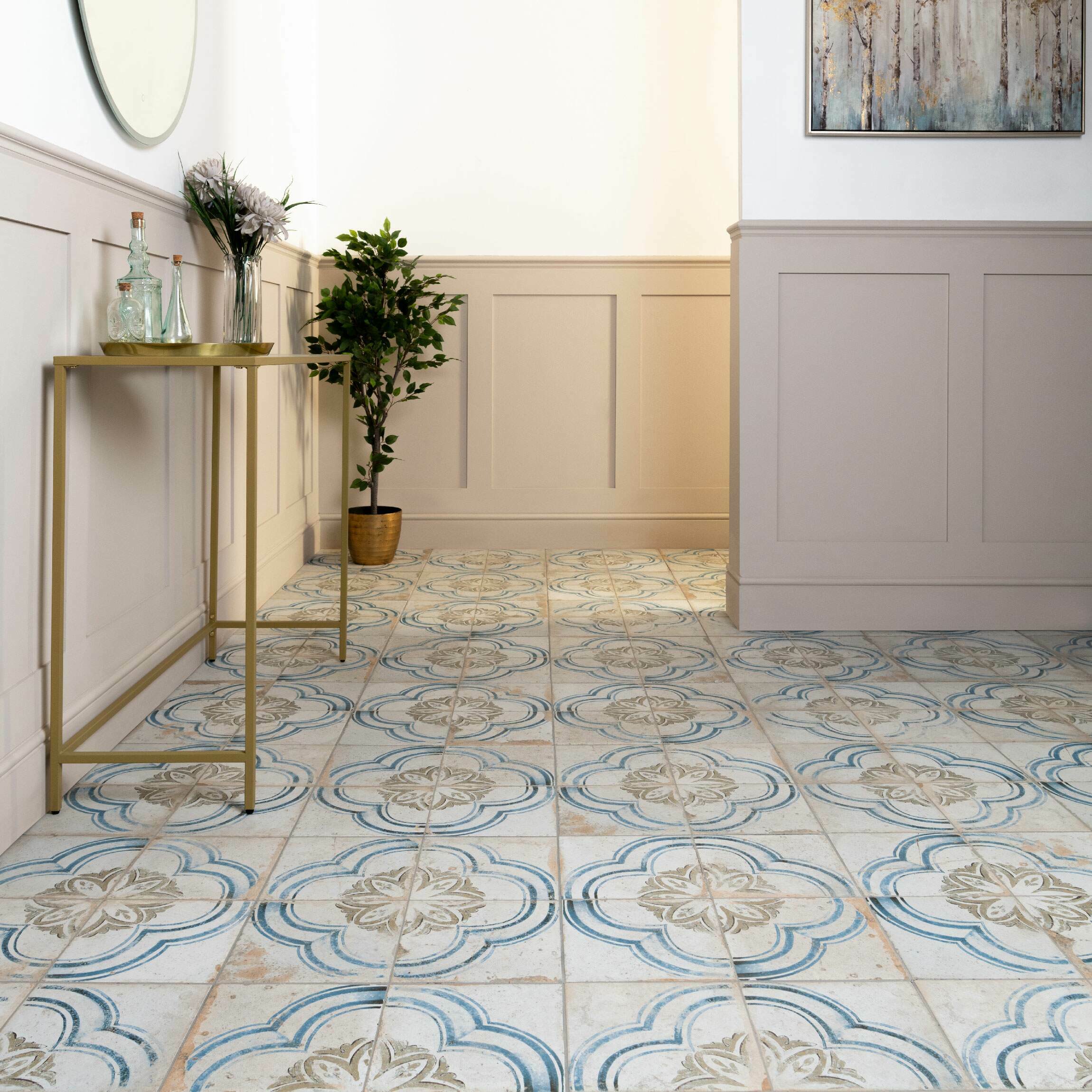Floweret Antique Pattern Floor Tiles | Walls and Floors