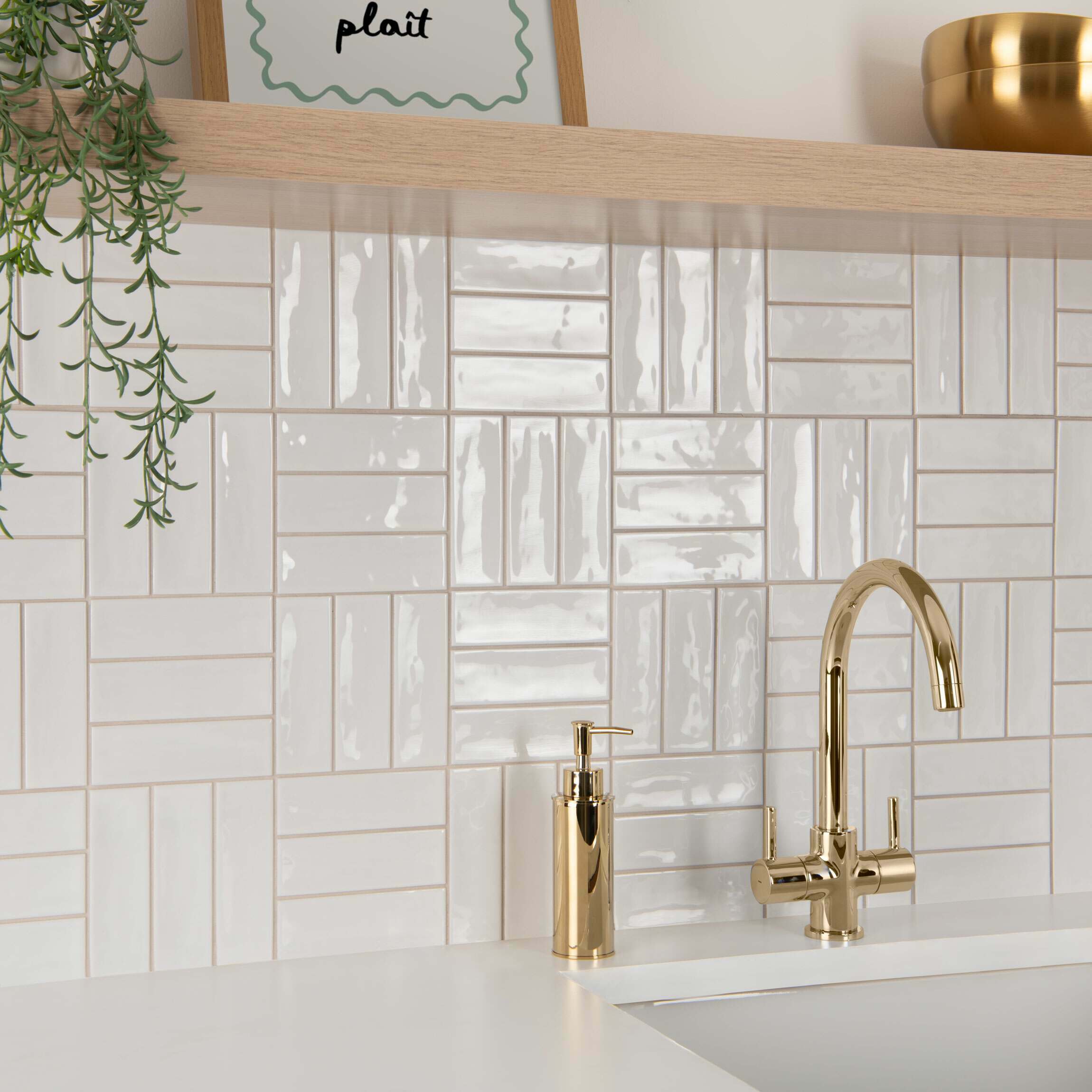 Hamlet White Gloss Brick Tiles | Walls and Floors