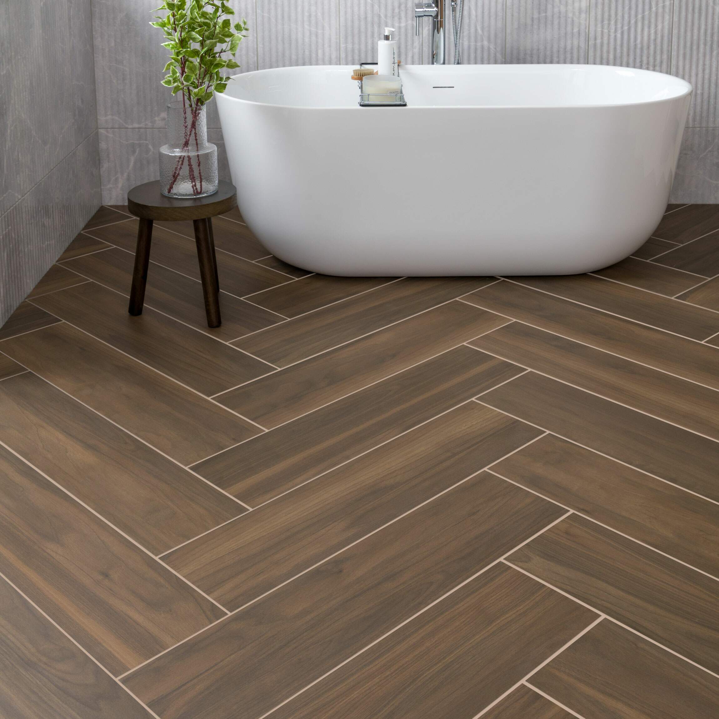 Coffee Brown Wood Effect Floor Tiles | Walls and Floors
