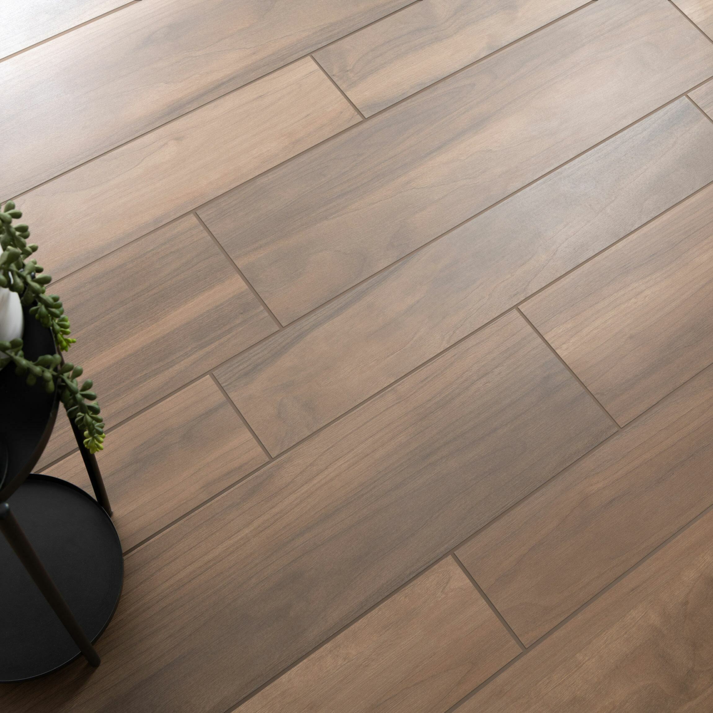 Coffee Brown Wood Effect Porcelain Tiles | Walls and Floors