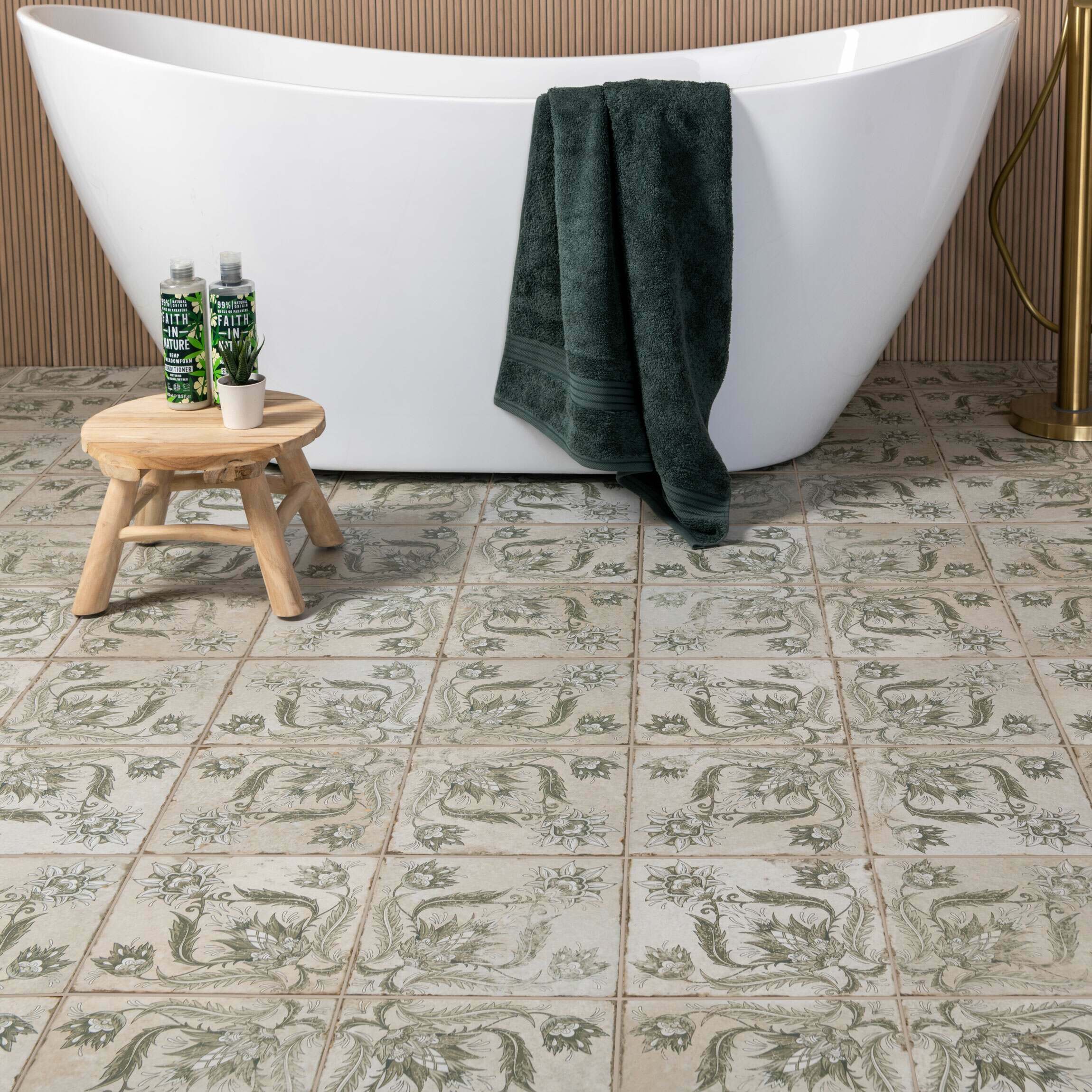 Helix Sage Green Matt Patterned Wall and Floor Tiles | Walls and Floors