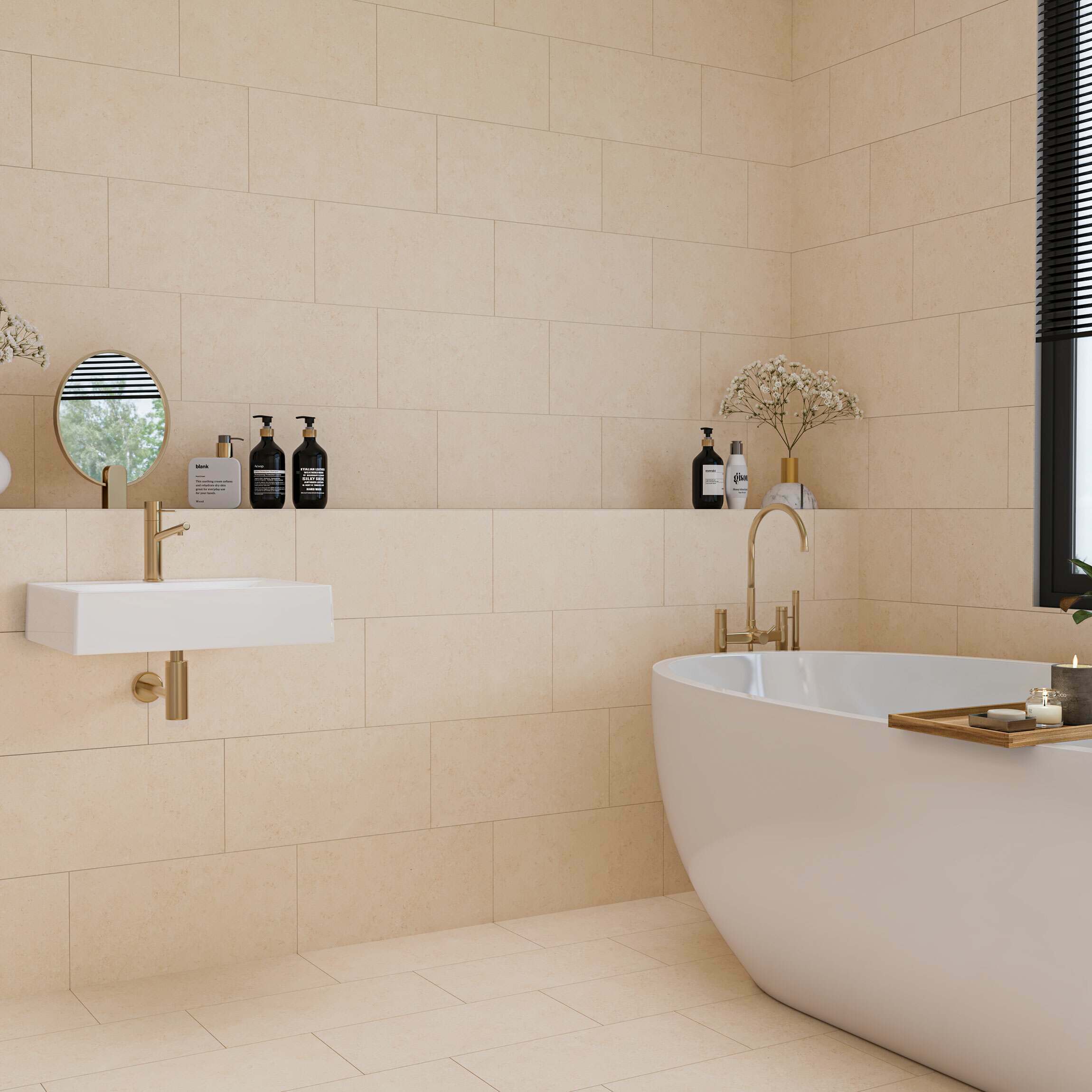 Fargo Beige Anti Slip Stone Effect Wall and Floor Tiles | Walls and Floors