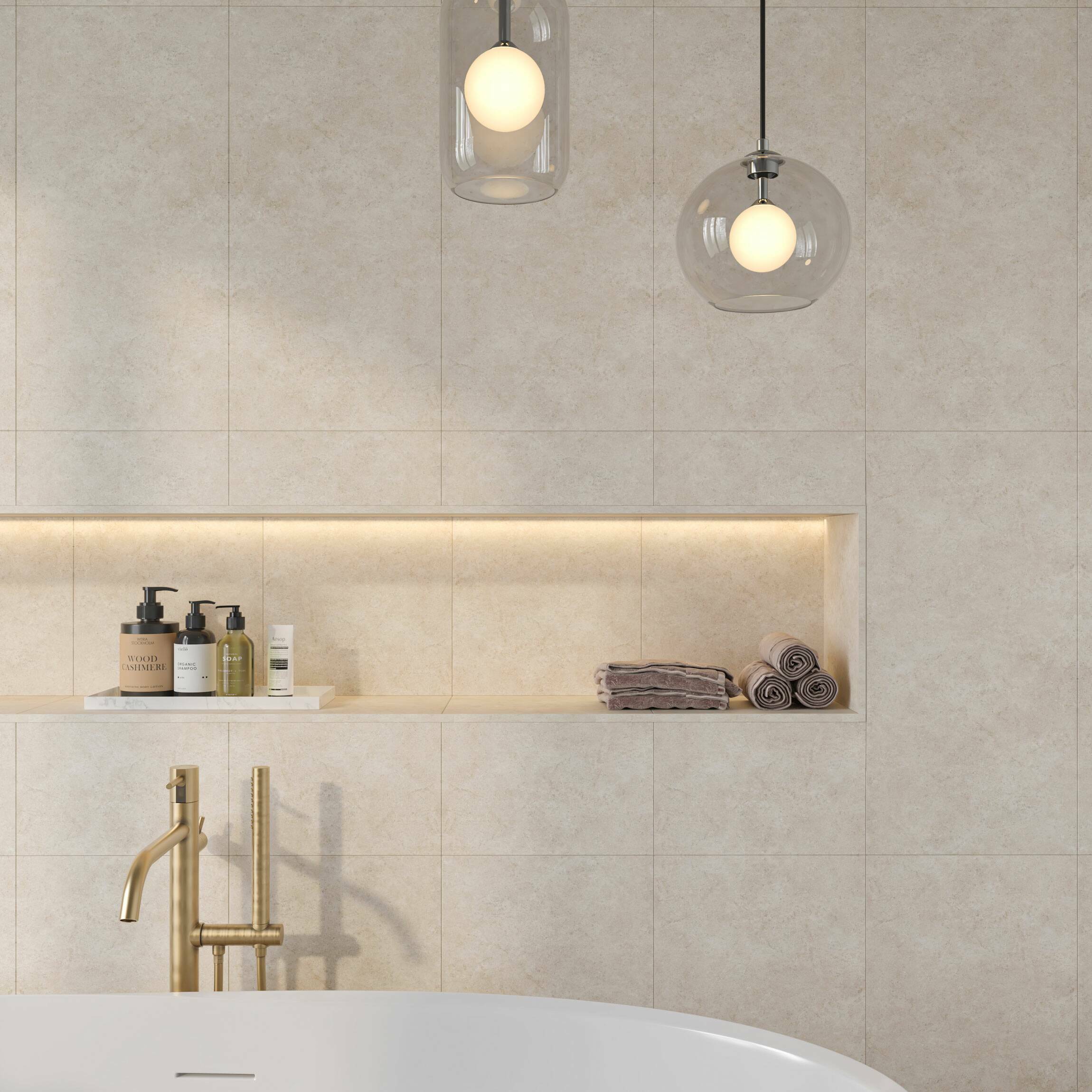 Fargo White Anti Slip Stone Effect Wall and Floor Tiles | Walls and Floors