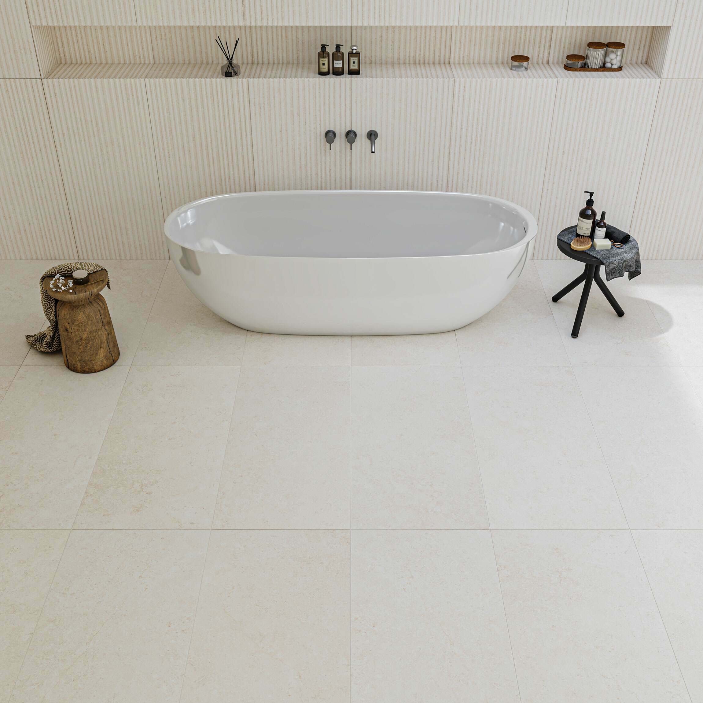 Fargo White Anti Slip Stone Effect Wall and Floor Tiles | Walls and Floors