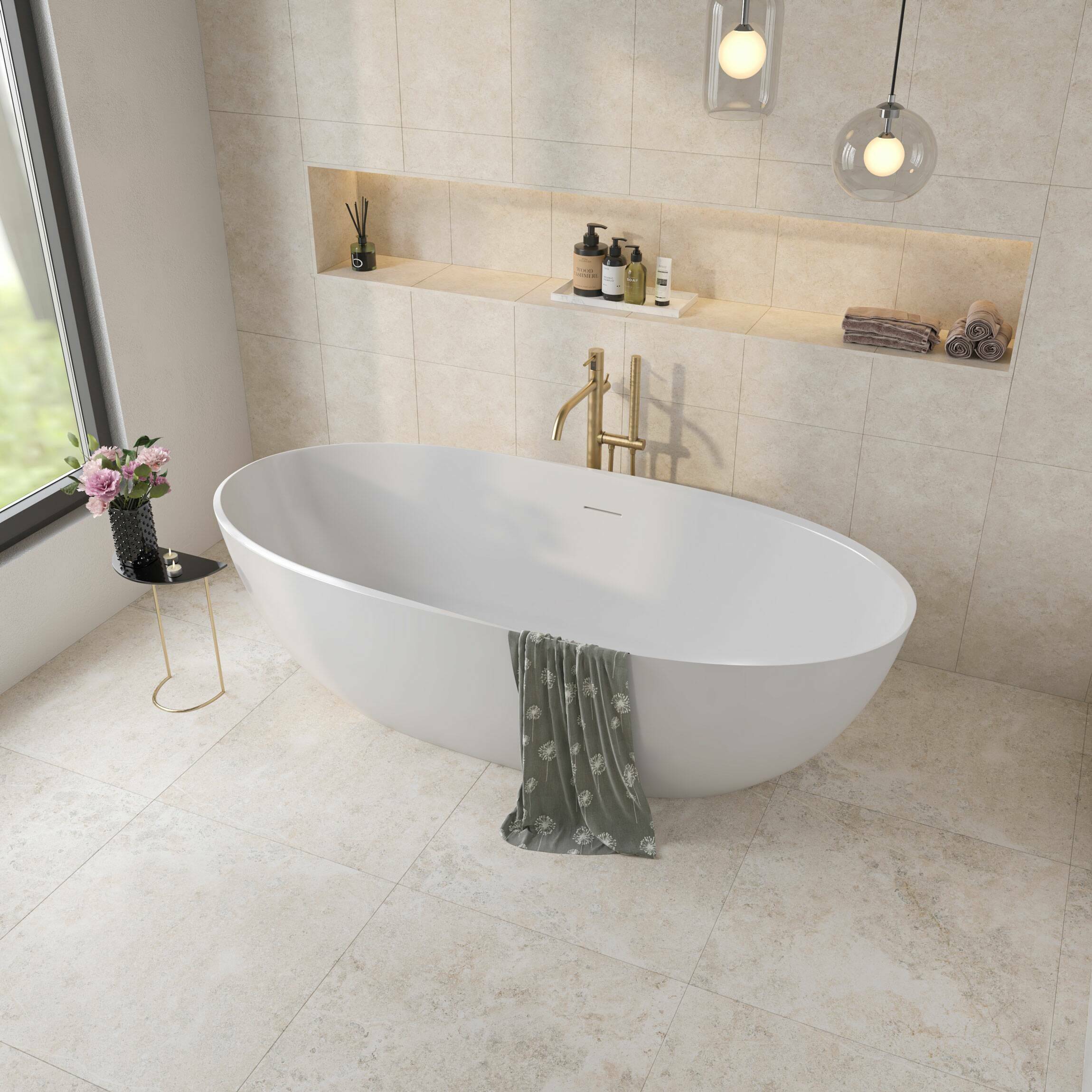 Fargo White Anti Slip Stone Effect Wall and Floor Tiles | Walls and Floors