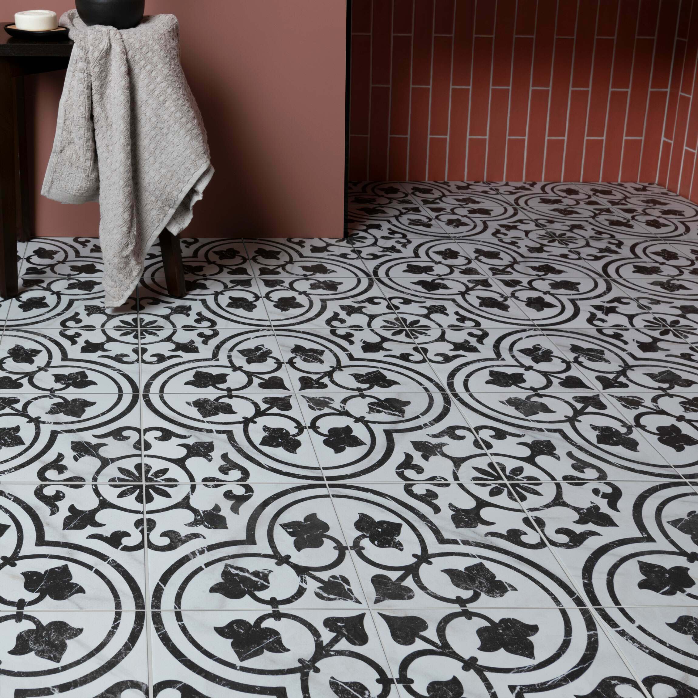 Ledbury Black & White Marble Effect Pattern Tiles