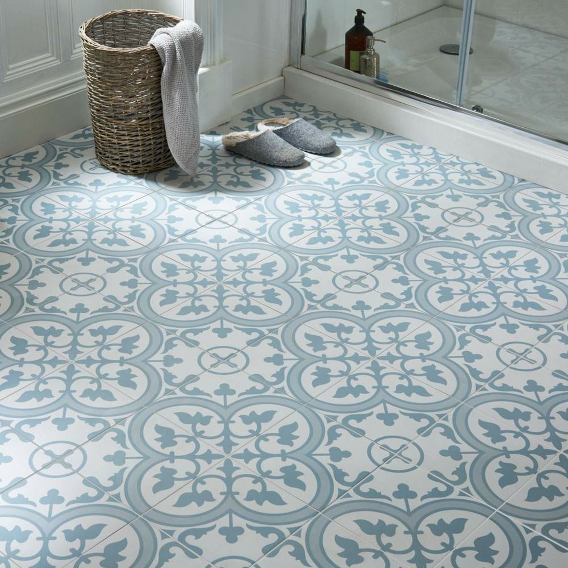 Ledbury Powder Blue Pattern Wall and Floor Tiles | Walls & Floors