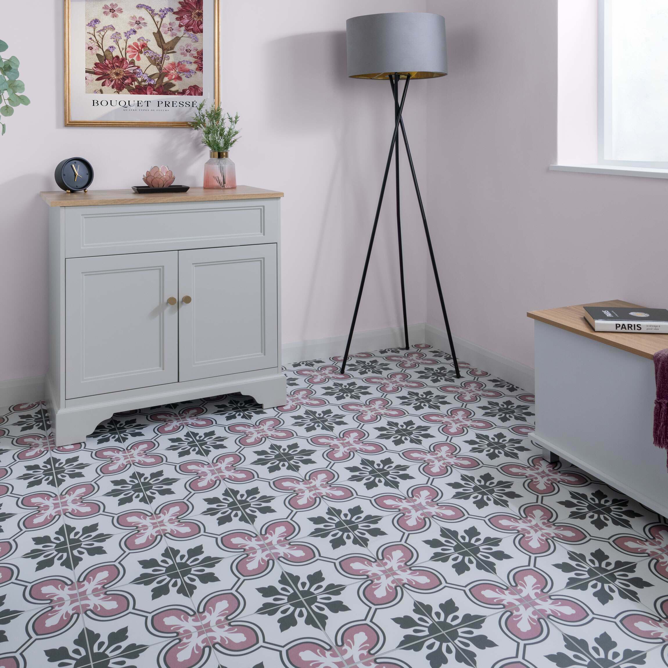 Fiore Pink Matt Patterned Tiles | Walls and Floors