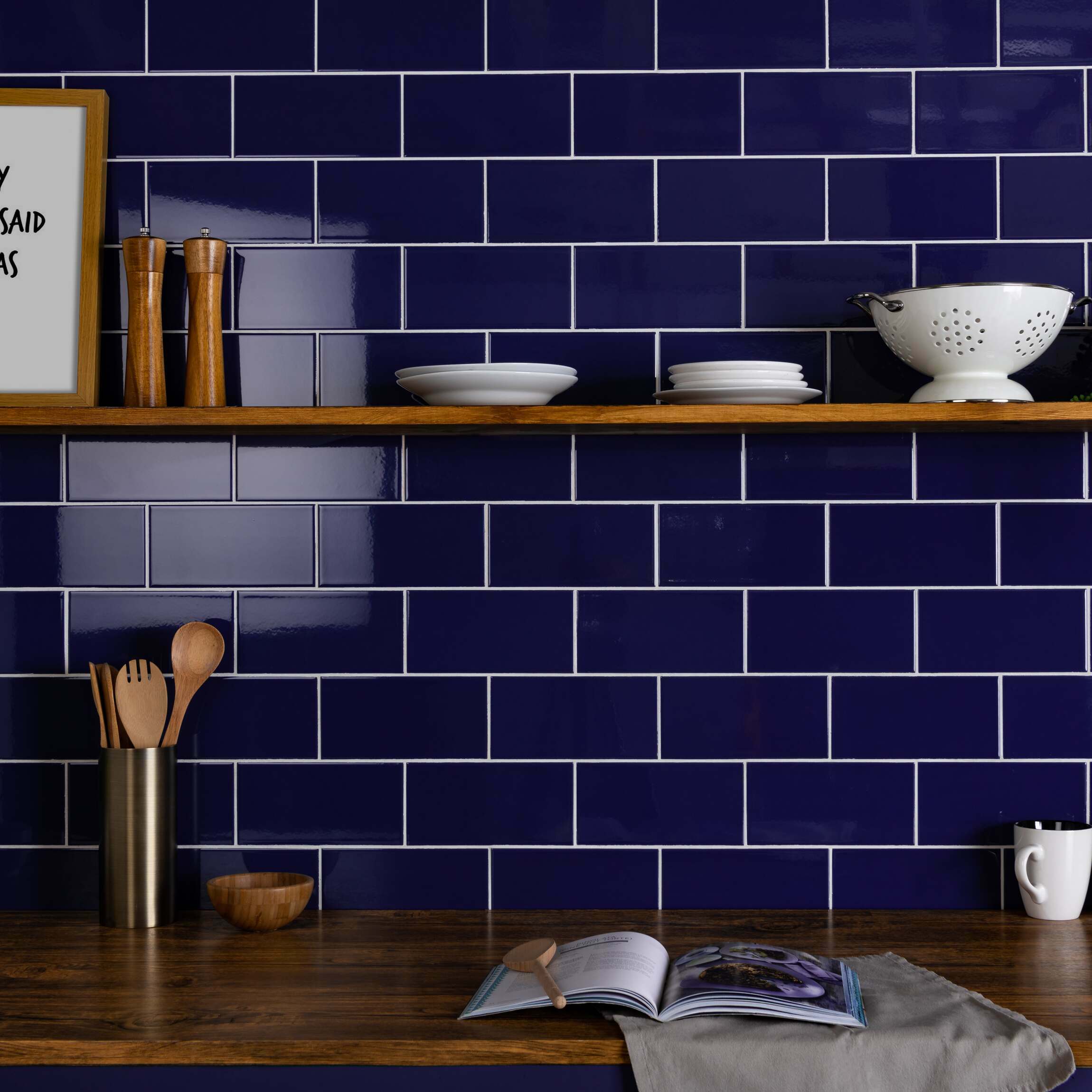 Manor House Gloss Blue Flat Metro Tiles | Walls and Floors