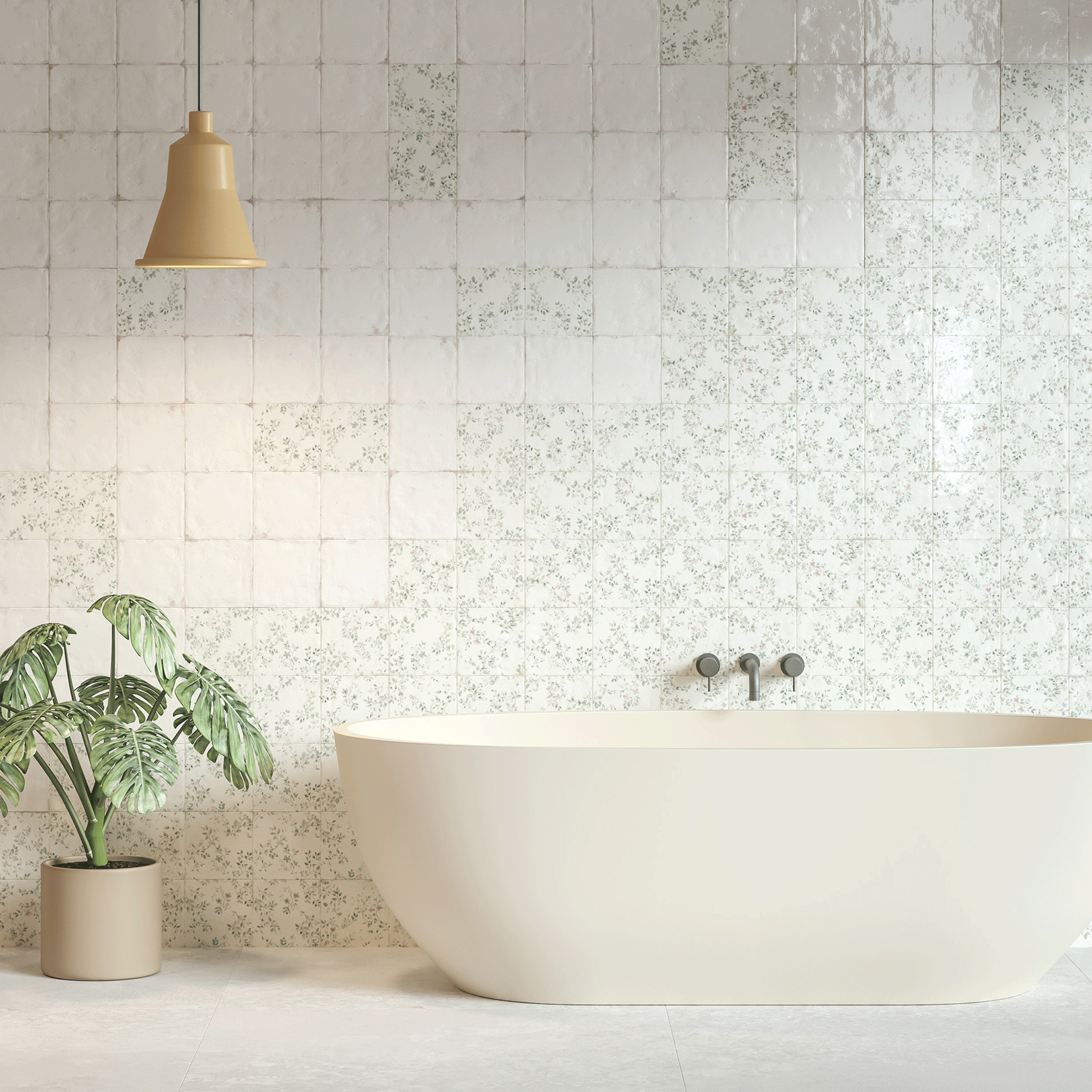 Lucy Bloom Gloss Multicolour Patterned Porcelain Wall Tiles | Walls and ...