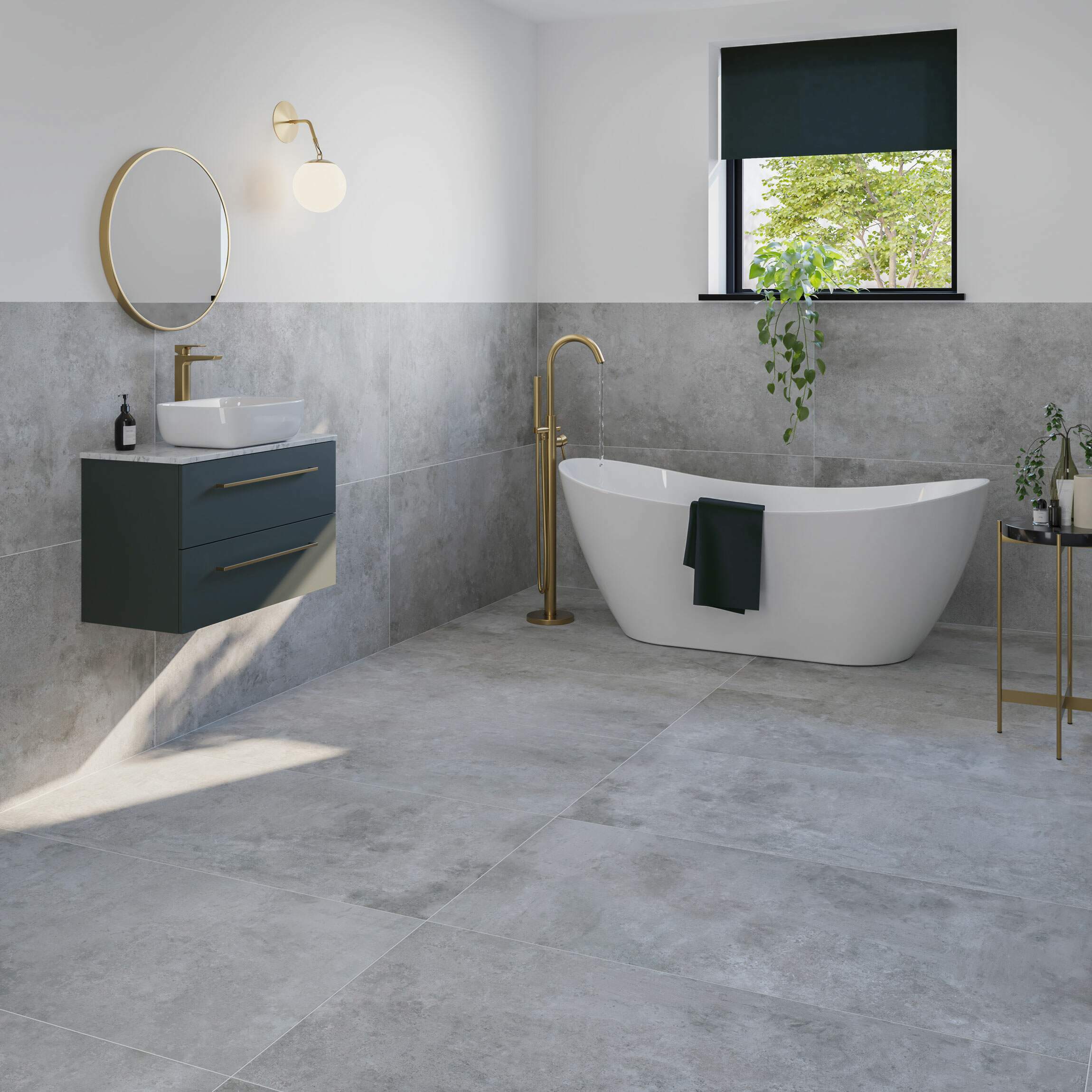 Foil Ash Grey Large Metallic Stone Effect Tiles | 1200x600