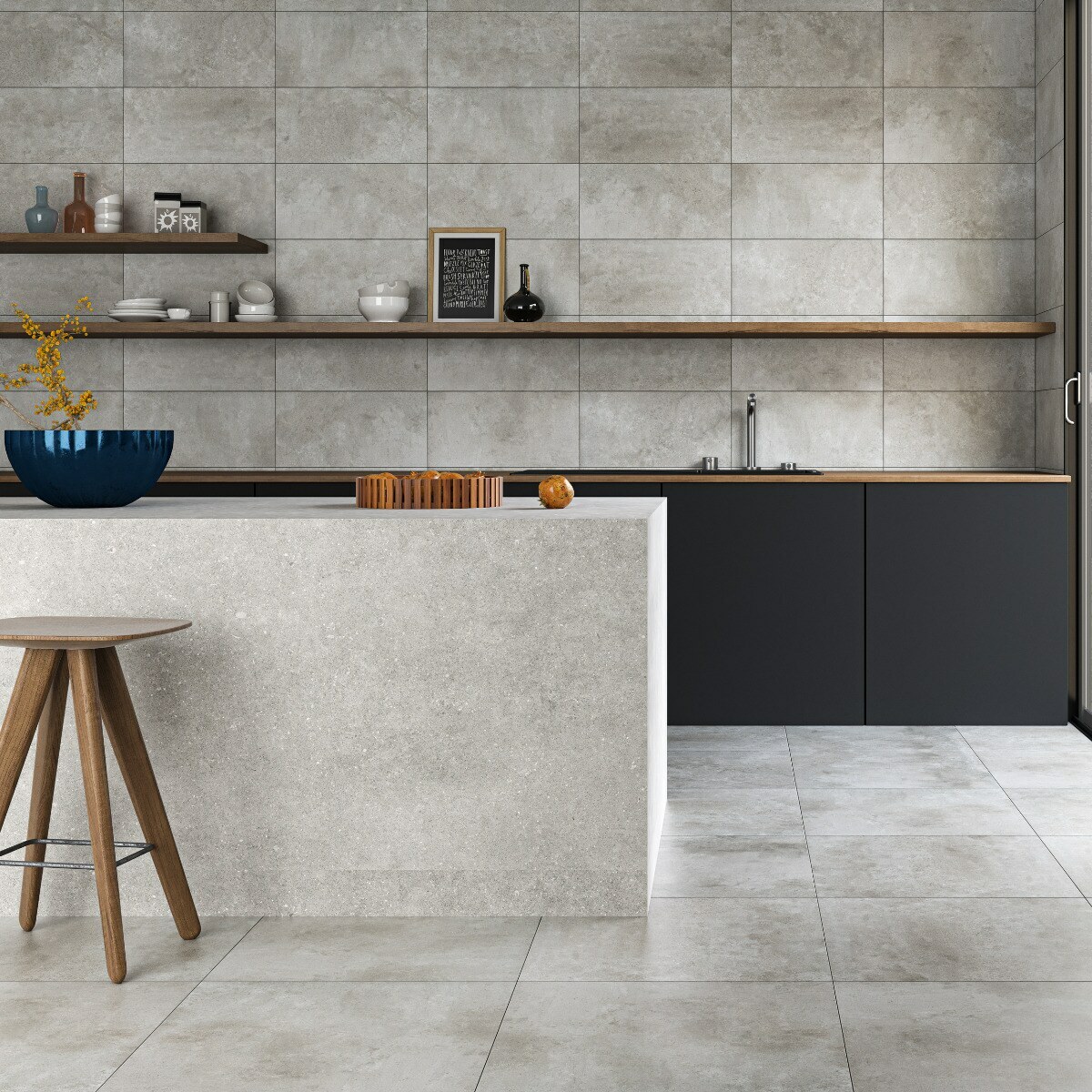 Foil Ash Grey Metallic Stone Effect Tiles | Walls and Floors