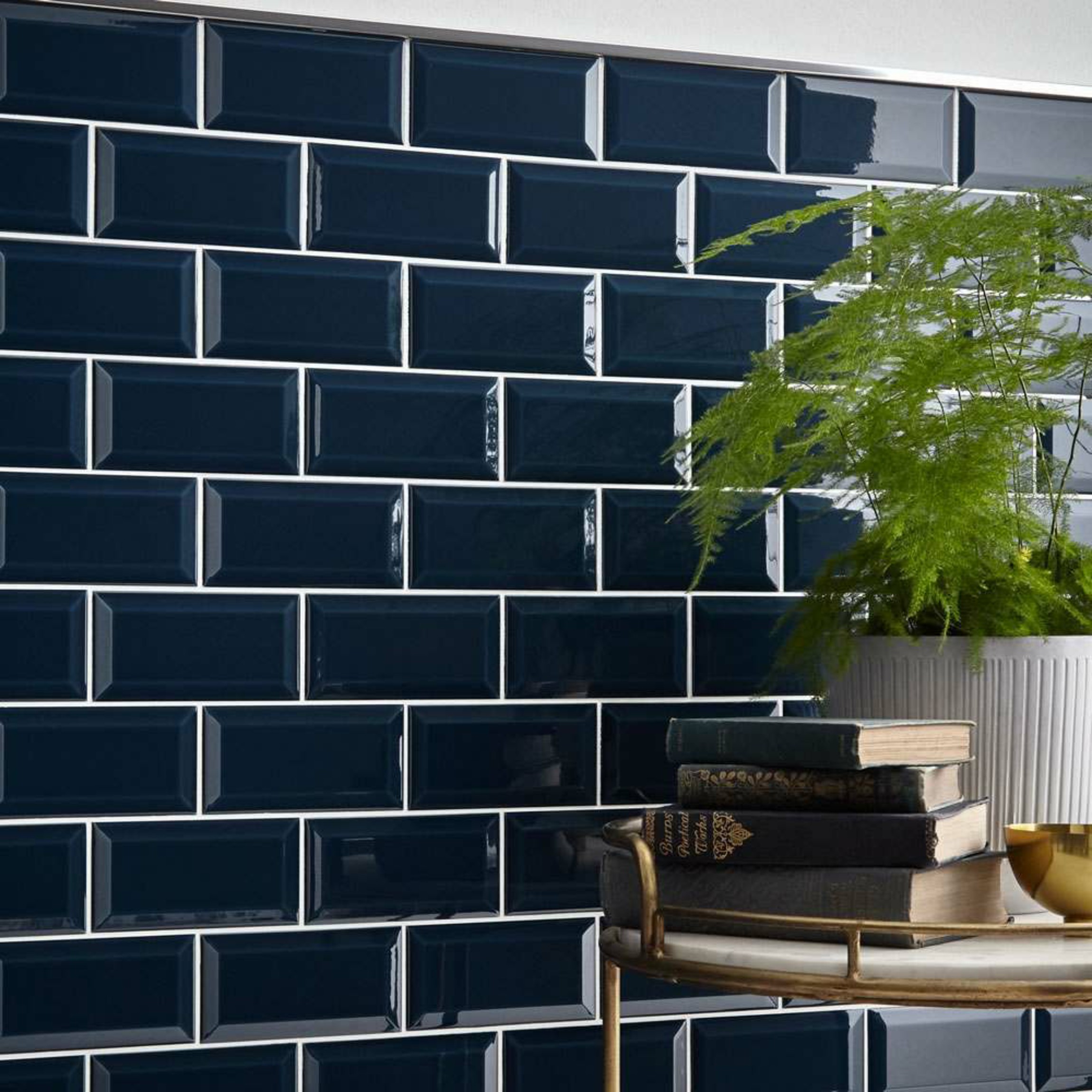 Bond Street Gloss Blue Mini Metro Tiles | Walls and Floors