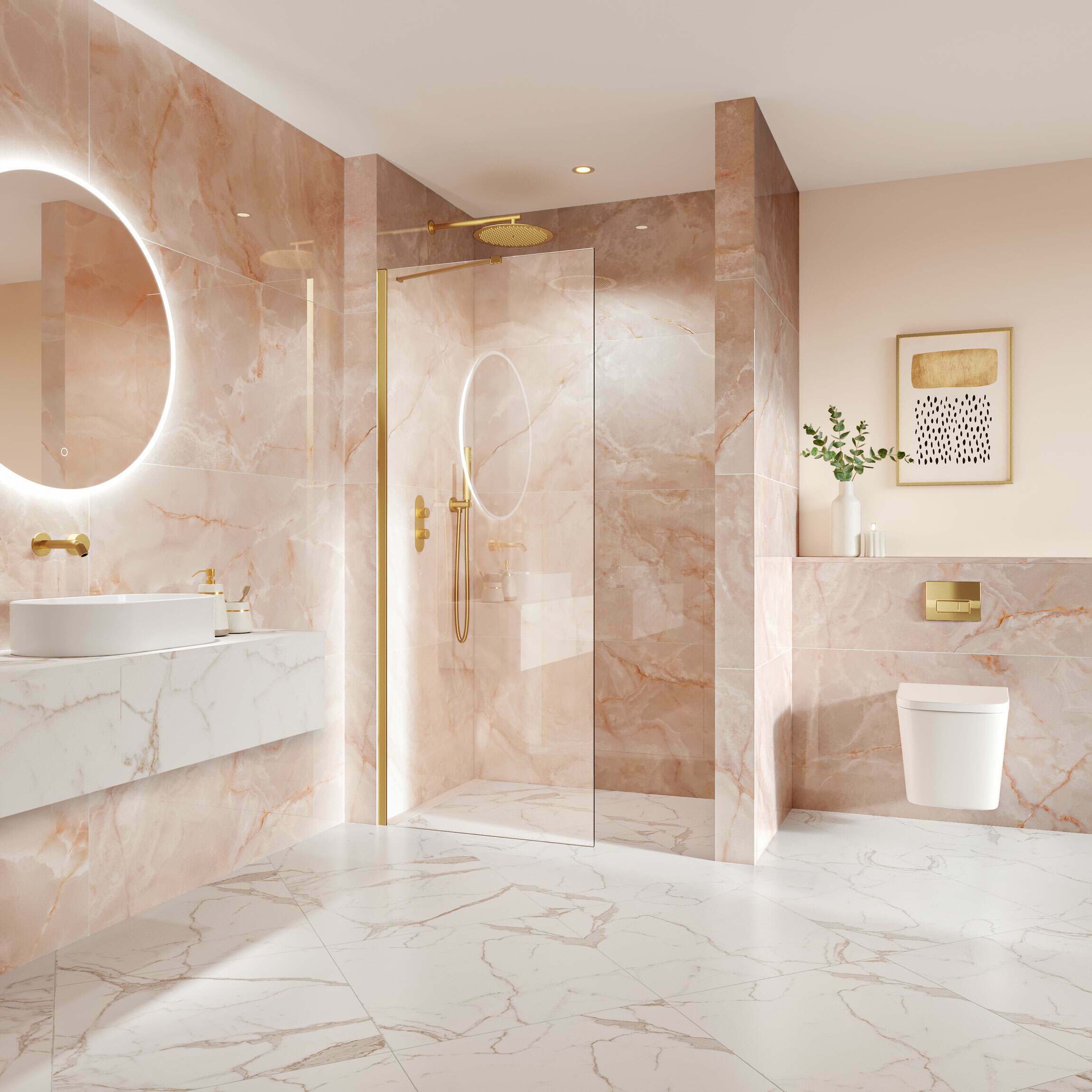 Peach Onyx Effect Porcelain Tiles | Walls and Floors