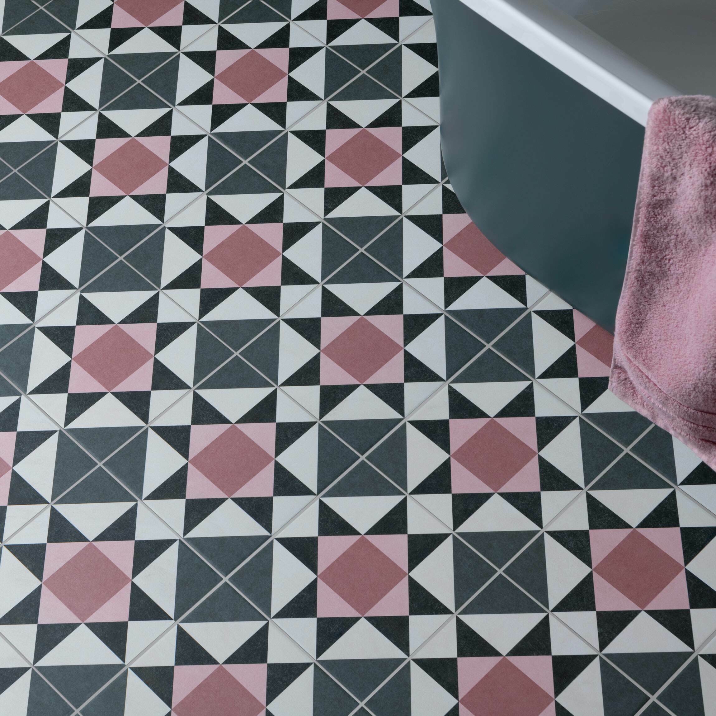 Geo Moroccan Pink Matt Patterned Tiles | Walls and Floors