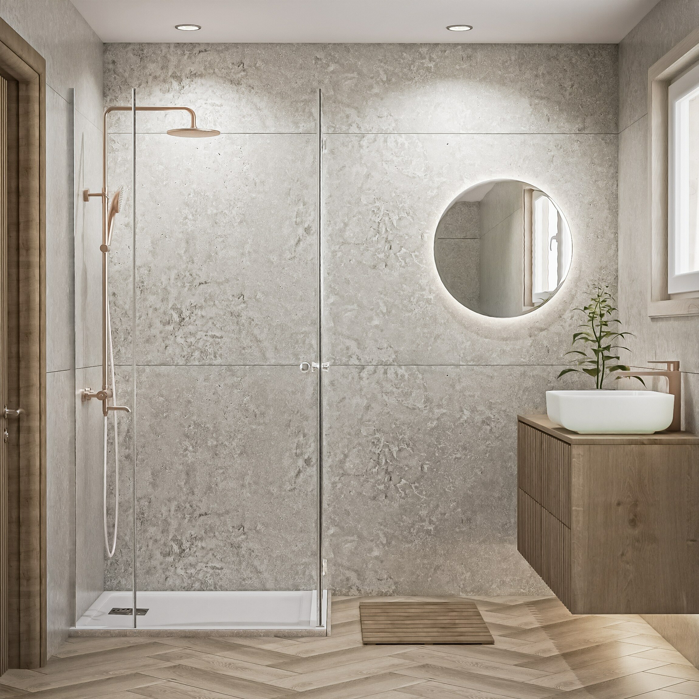 Trepanel Aqua® Matt Ivory Travertine Effect Shower Panels | Walls & Floors