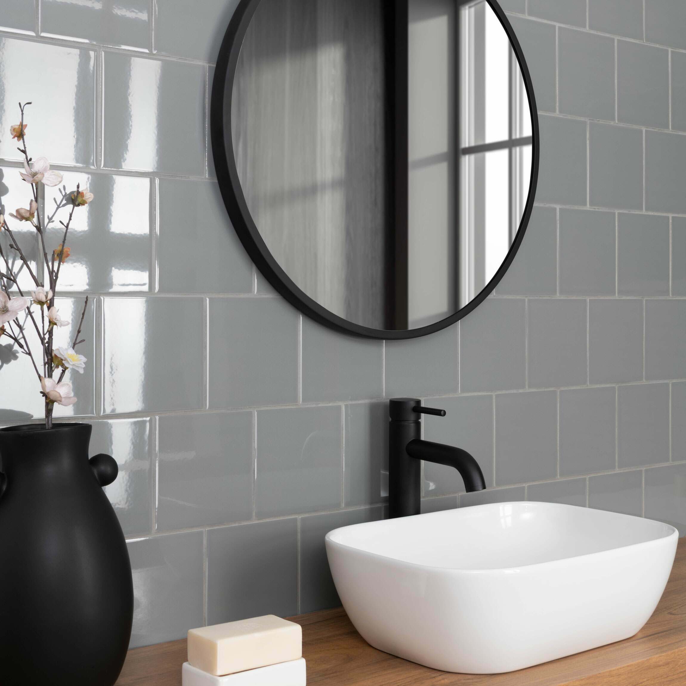 Rico Grey Gloss Square Wall Tiles