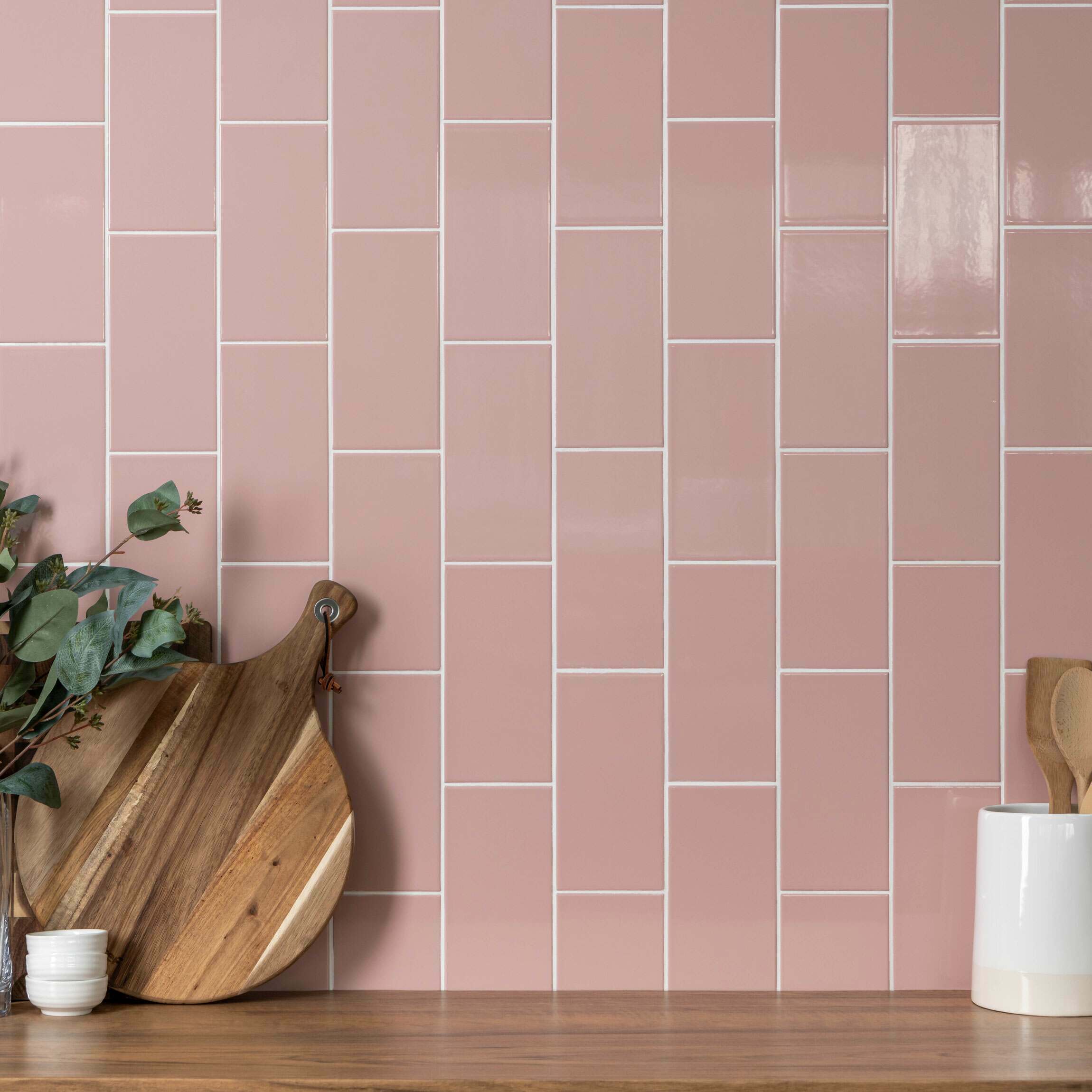 Rico Pink Gloss Metro Wall Tiles
