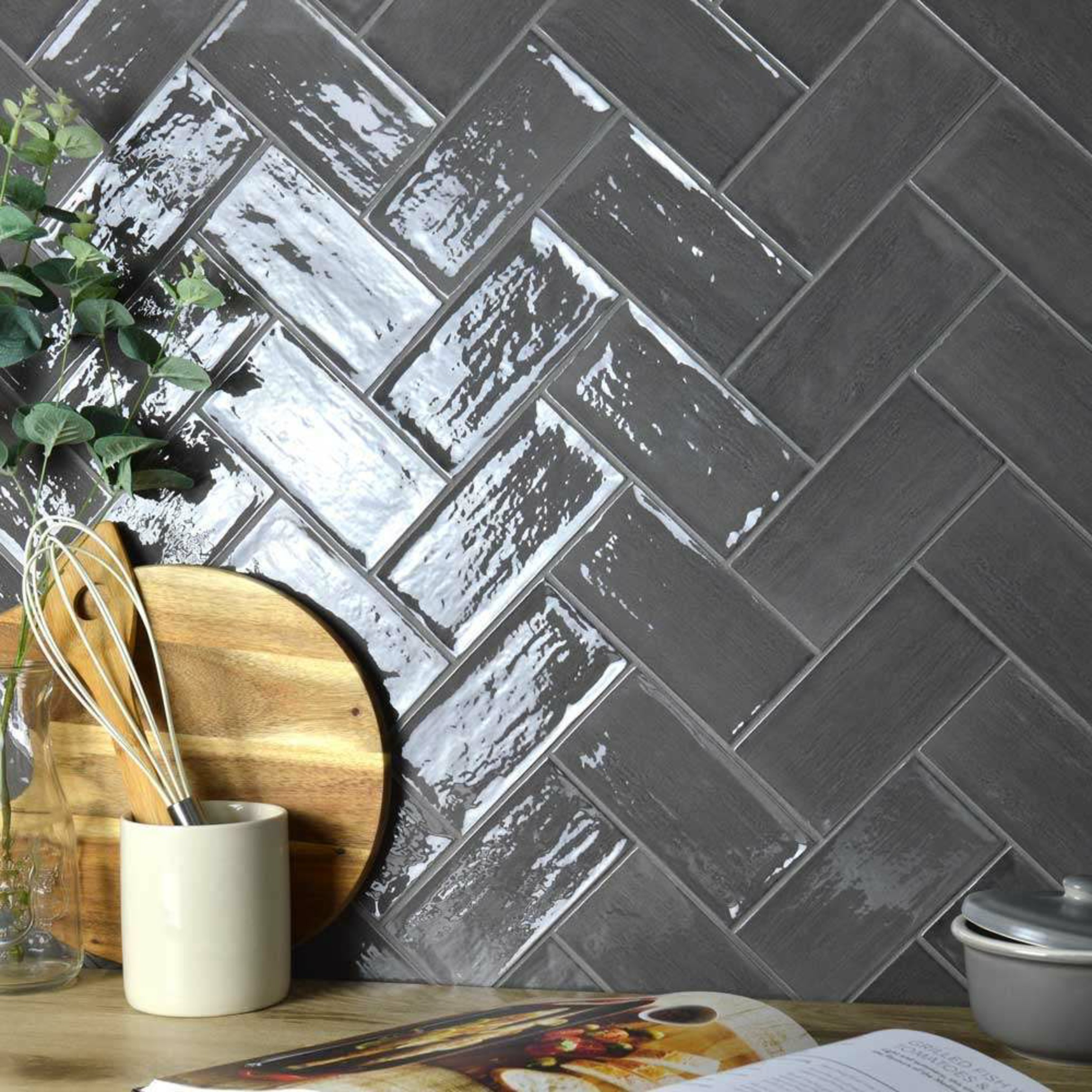 Graphite Grey Rustic Metro Tiles | Walls and Floors