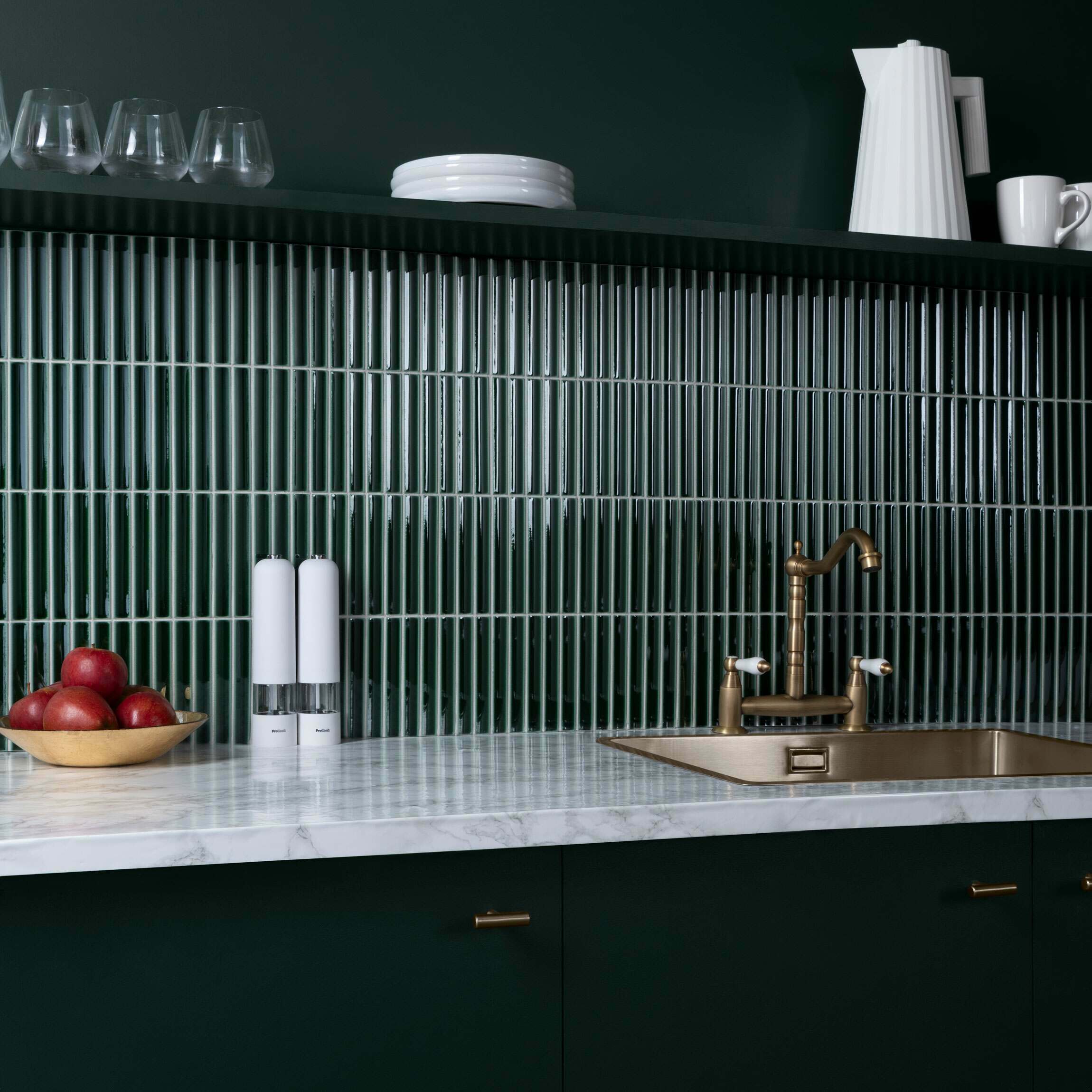 Spirit Green Gloss Kitkat Mosaic Porcelain Tiles