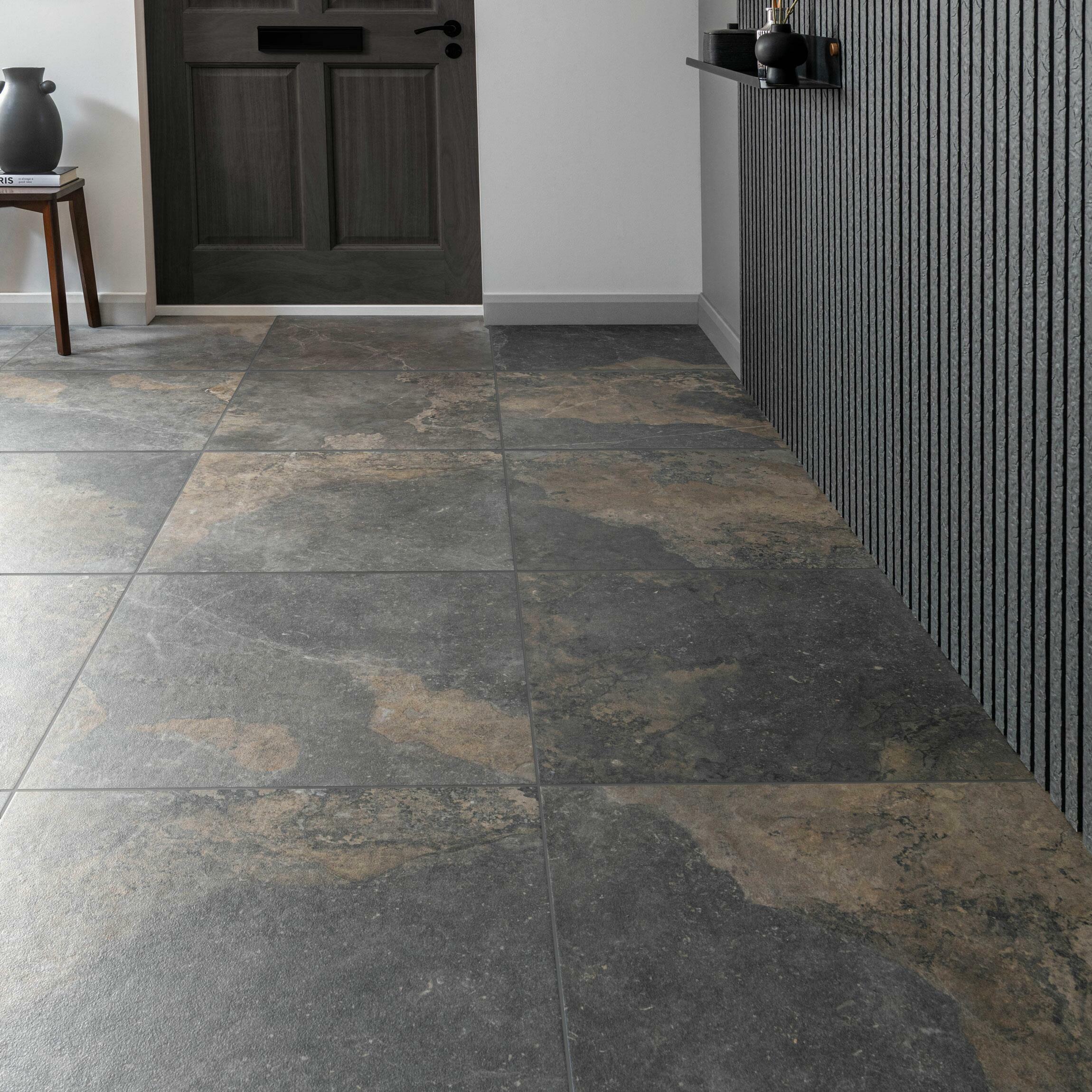 Jai Rustic Natural Black Slate Effect Tiles 600x600 | Walls & Floors