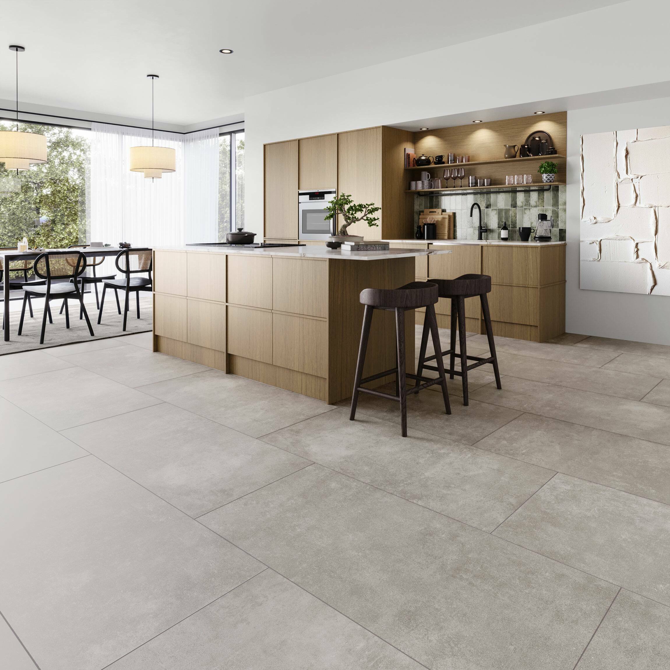 Cimento Grey Rectified Stone Effect Large Tile | Walls and Floors