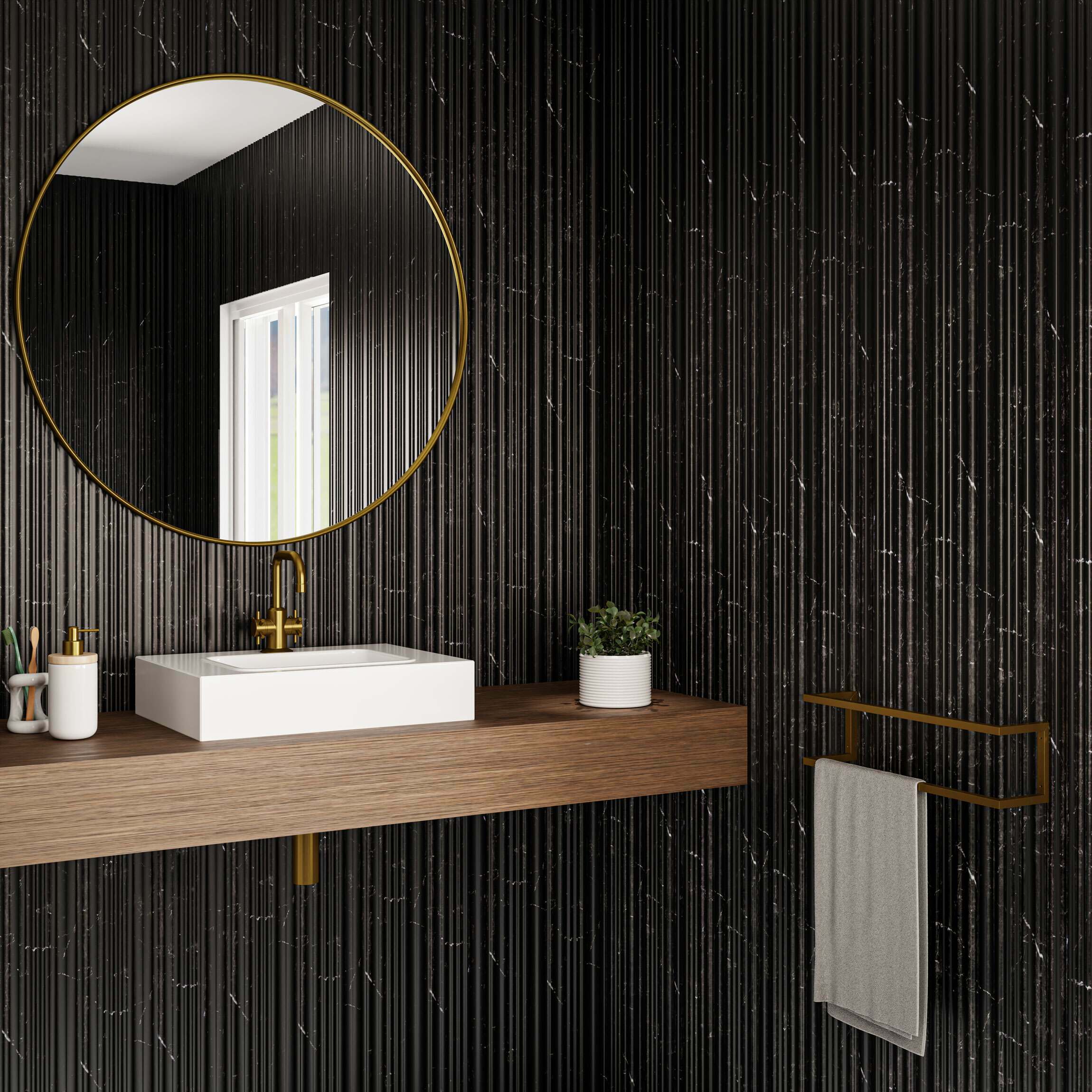 Trepanel Aqua 3D® Dark Grey Marble Effect Grooved Waterproof Wall Panel ...