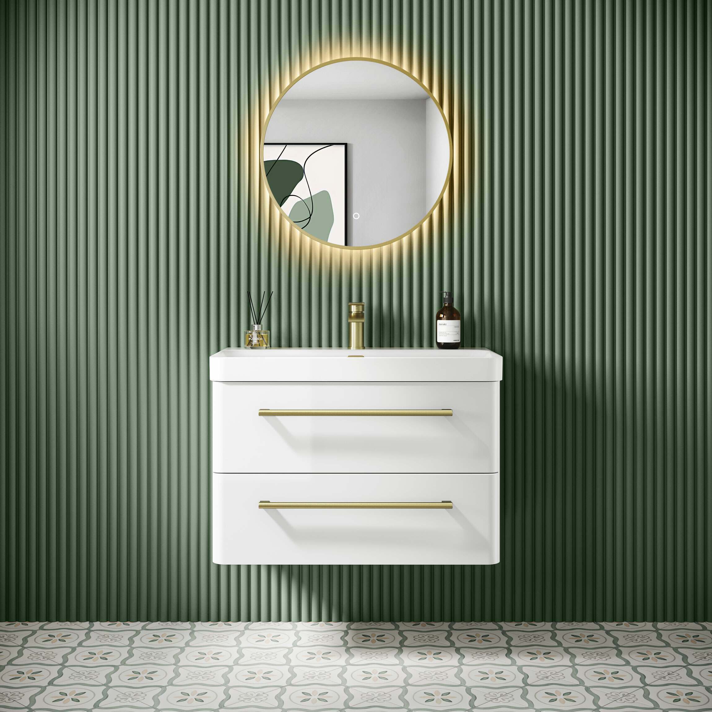 Trepanel Aqua 3D® Green Fluted Waterproof Wall Panel | Walls and Floors