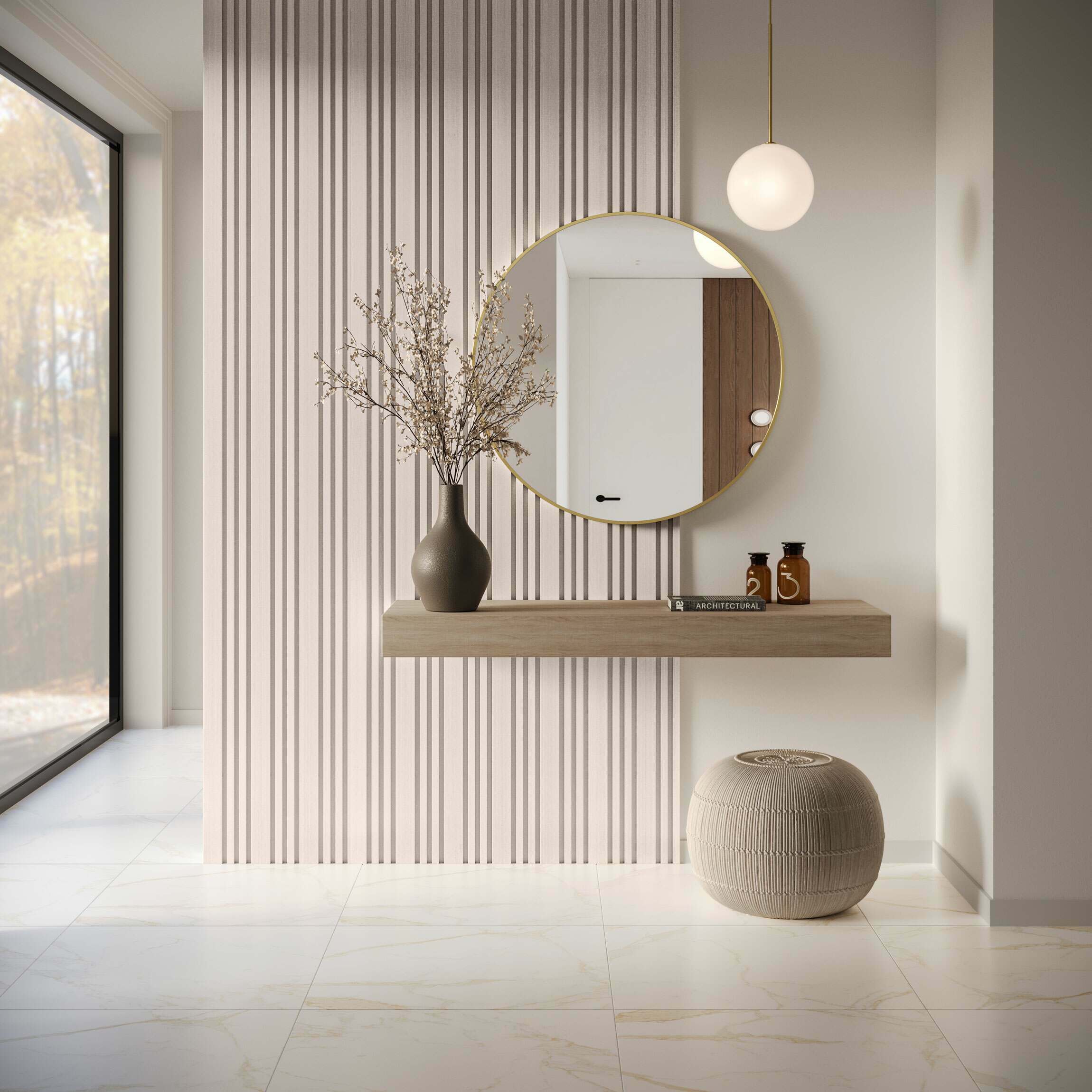 Trepanel Design® Light Oak on Antique White Felt Multi Width Acoustic ...