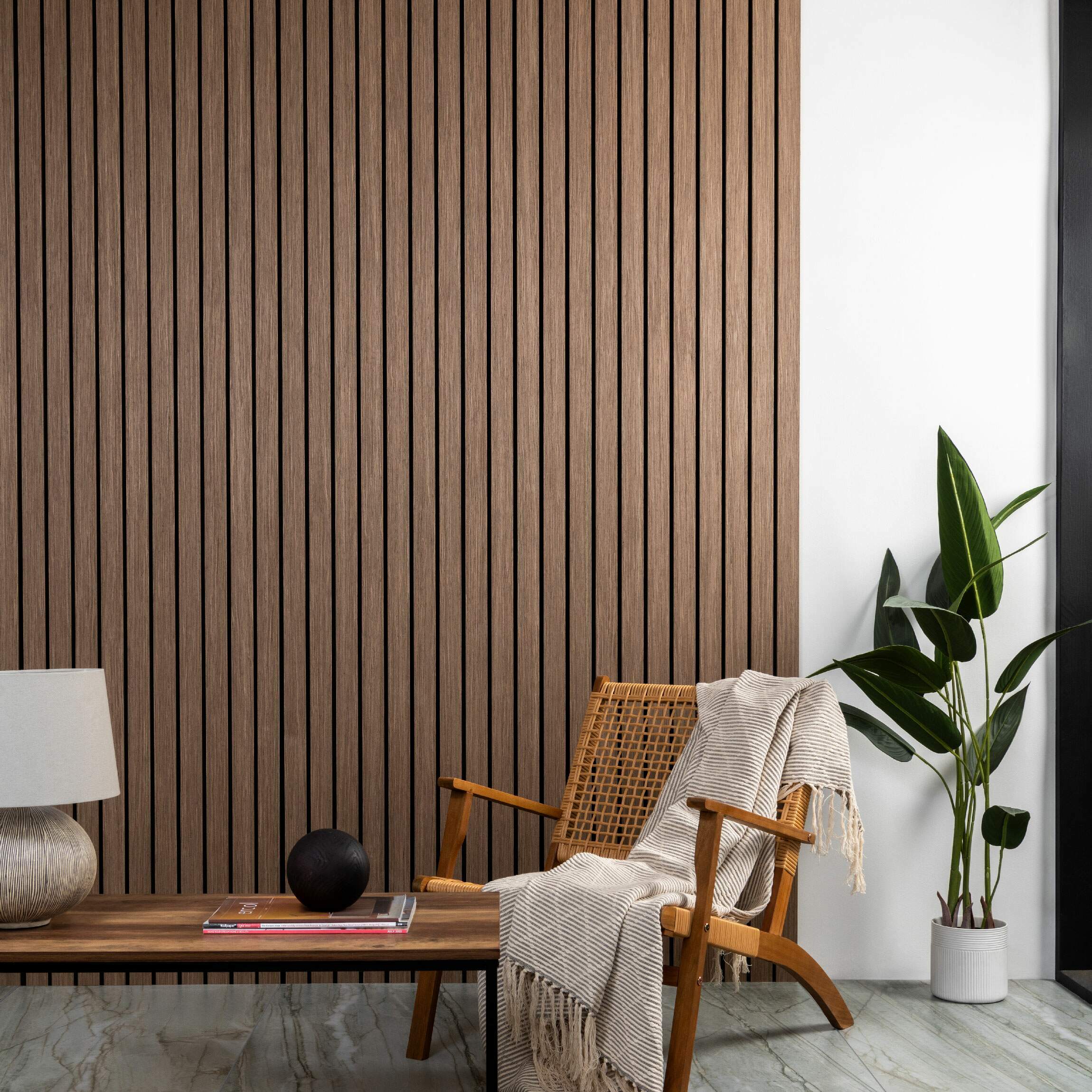 Trepanel Smoked Oak Wide Slat Acoustic Wood Panels | Walls & Floors