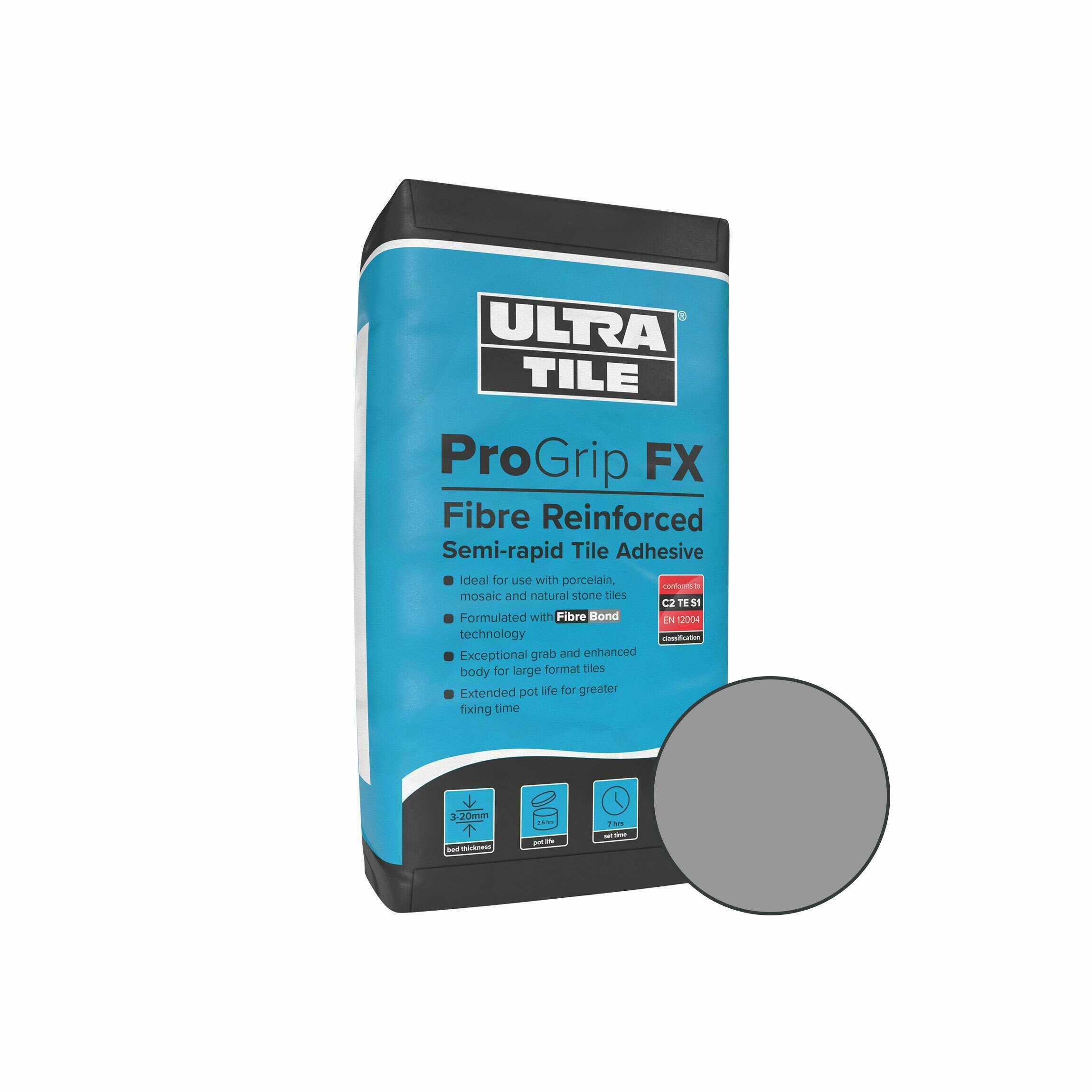 Ultra Tile Fix Grey ProGrip FX Fibre 20kg | Walls & Floors