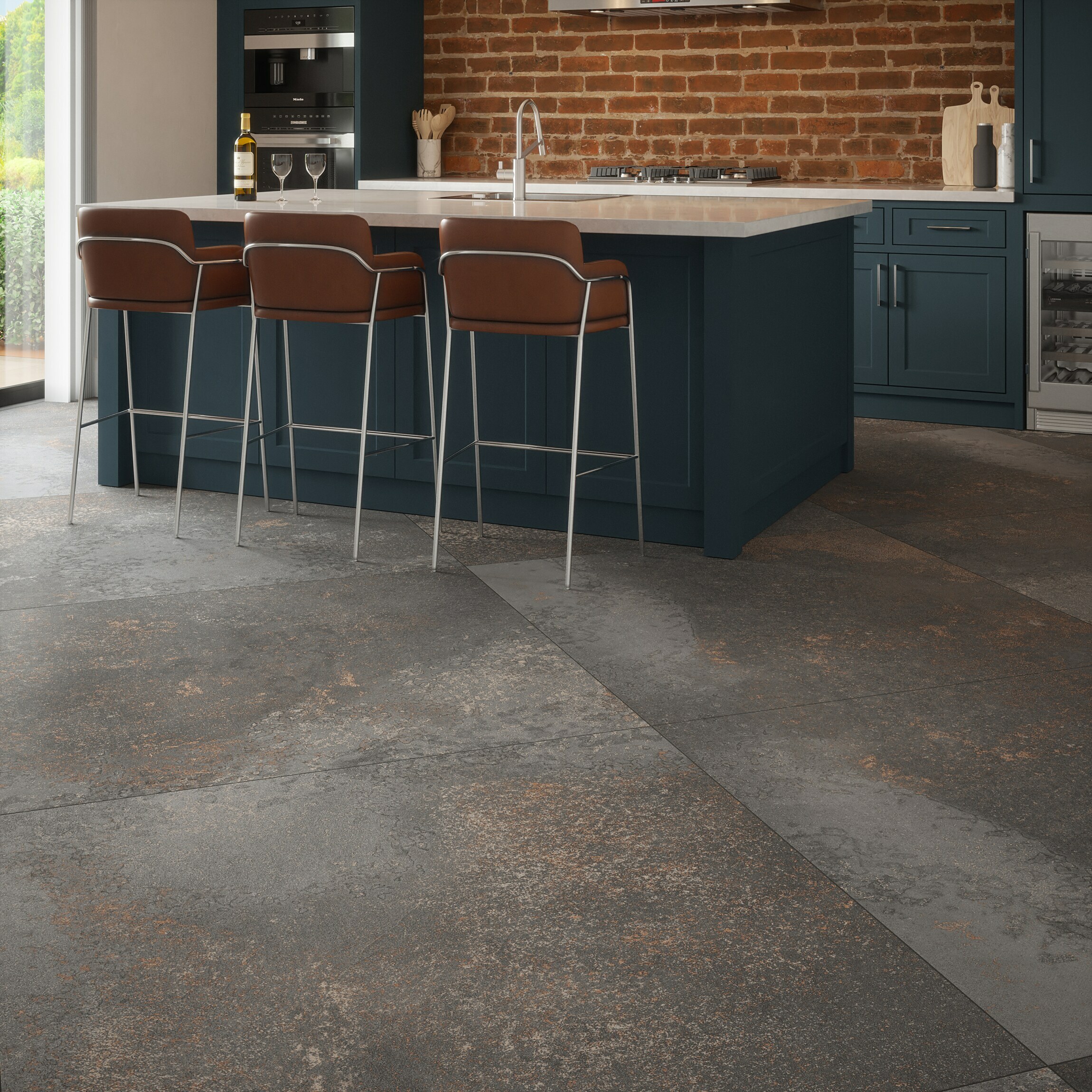 Yuri® Graphite Grey 90% Recycled Stone Effect XL Tiles